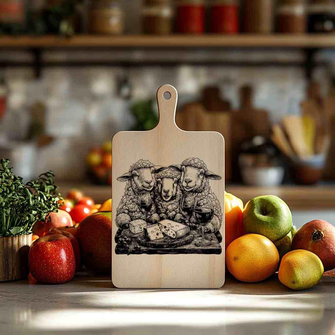 Bundle 4 Sheep Wine and Cheese Vector for Design on Wood, T-shirts ...