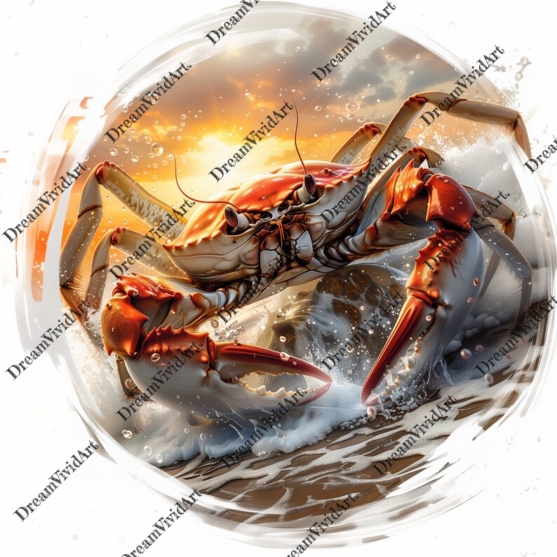 6 Crabs Clipart, Crab Clipart PNG, Fishing, Digital Graphic, Instant ...