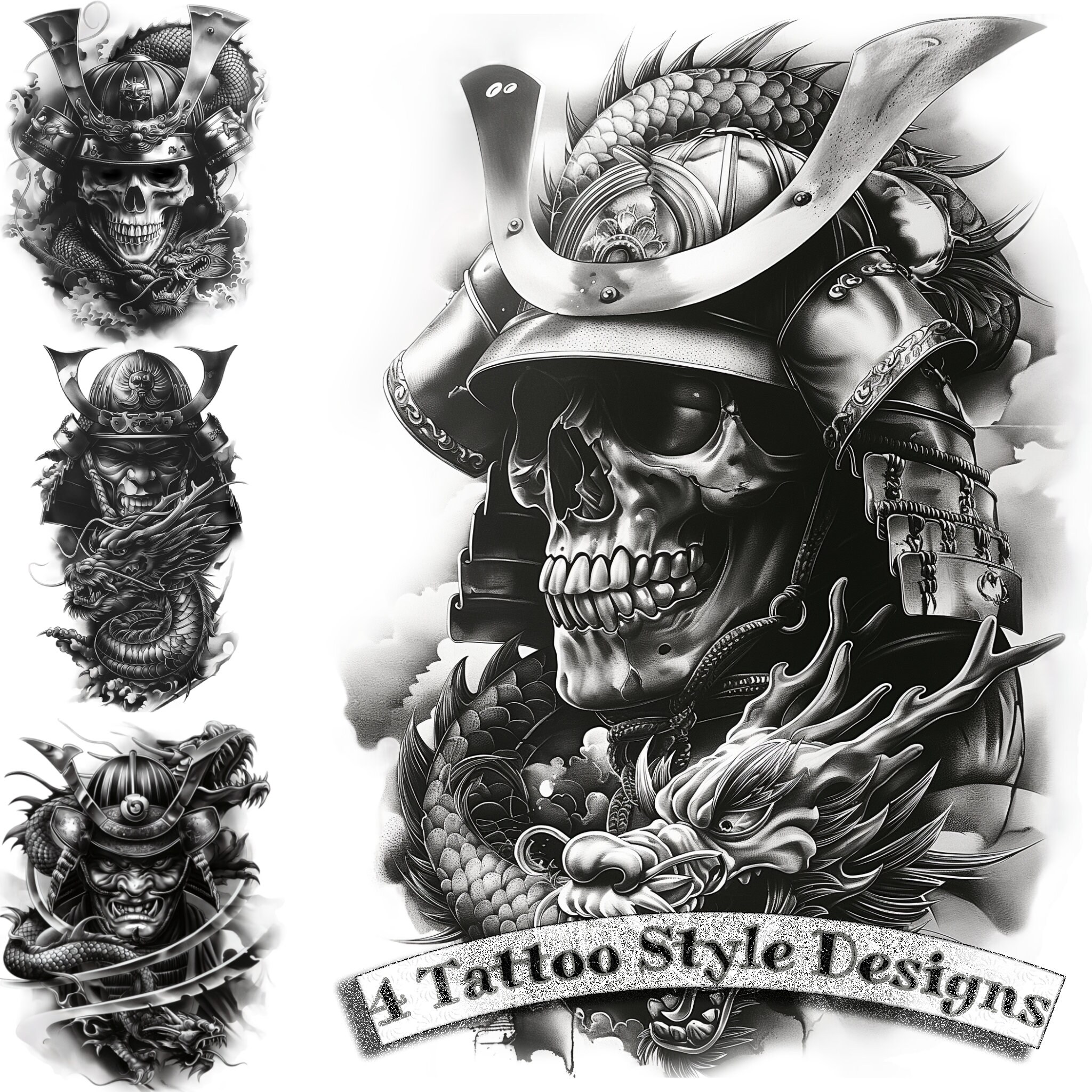 Samurai Tattoo Design, Digital Clipart, Samurai Clip Art, Tattoo ...