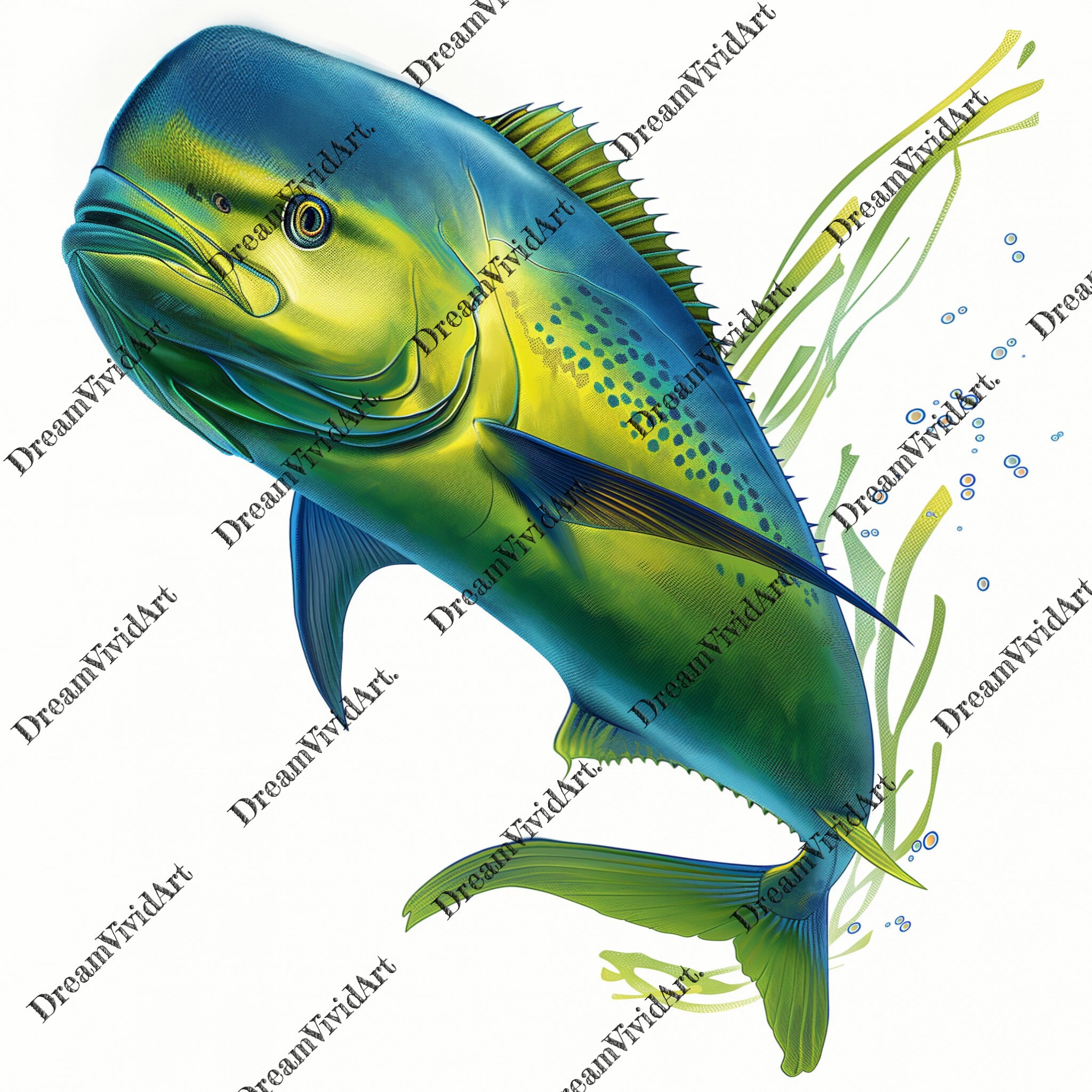 6 Mahi Mahi Fish Clipart, Mahi Mahi Clipart PNG, Fishing, Digital ...