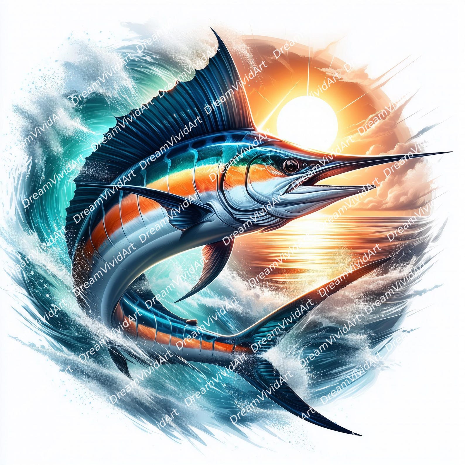 6 Marlin Fish Clipart, Marlin Fish Clipart PNG, Fishing, Digital ...