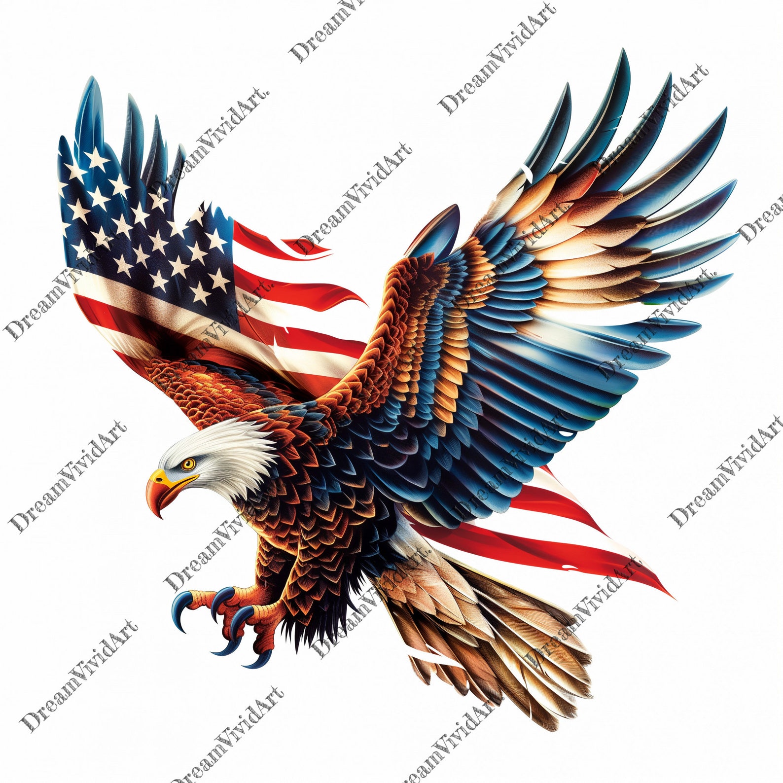 6 Eagles and Flags, Patriotic Eagle Clipart PNG, Digital Graphic ...