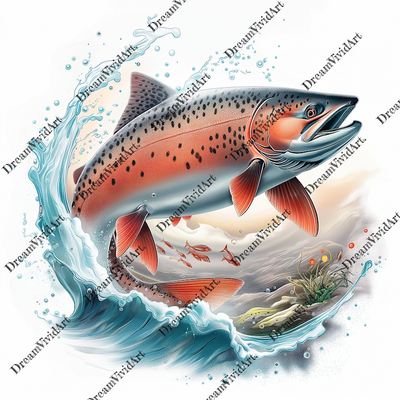 6 Salmon Clipart, Salmon PNG, Fishing, Digital Graphic, Instant ...
