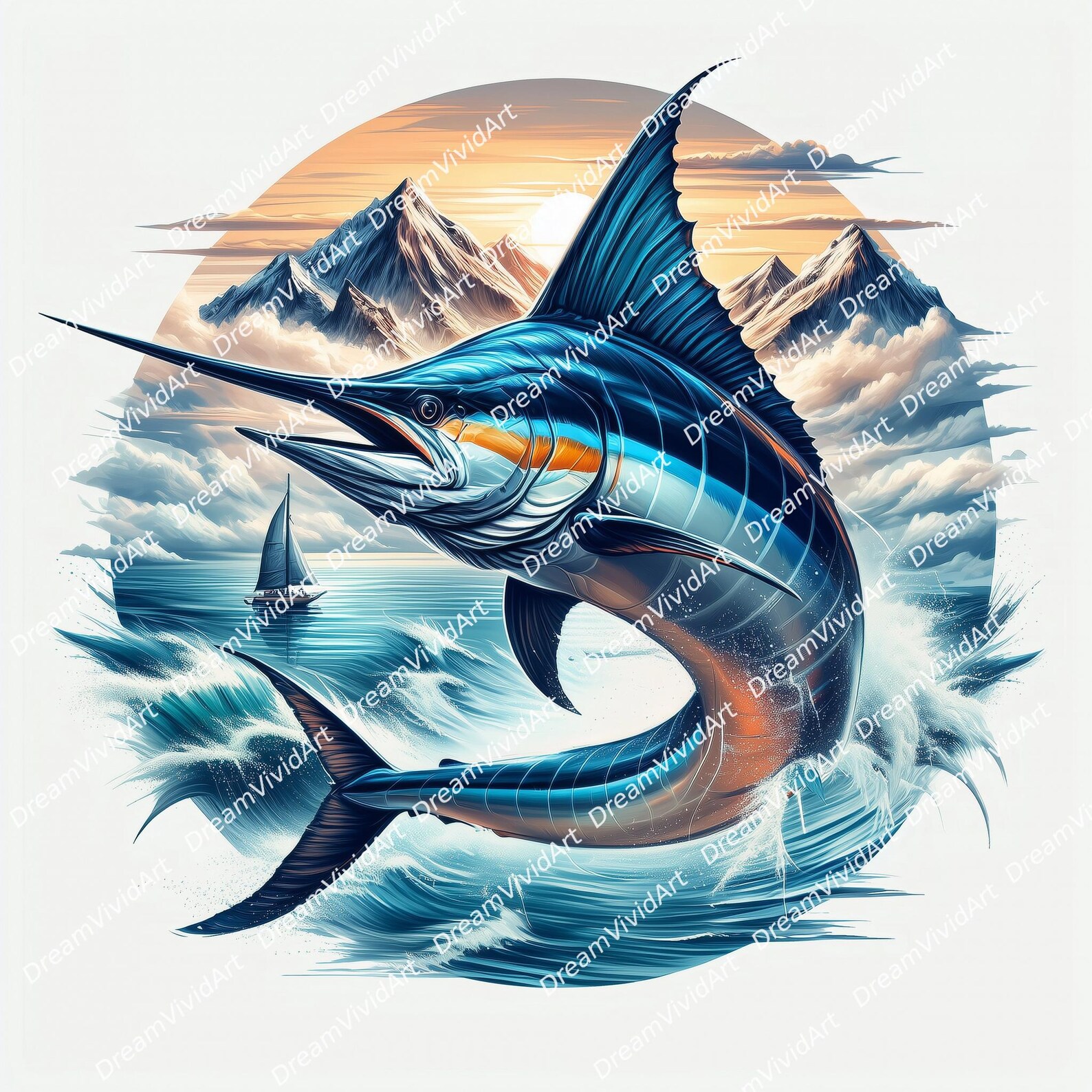 6 Marlin Fish Clipart, Marlin Fish Clipart PNG, Fishing, Digital ...