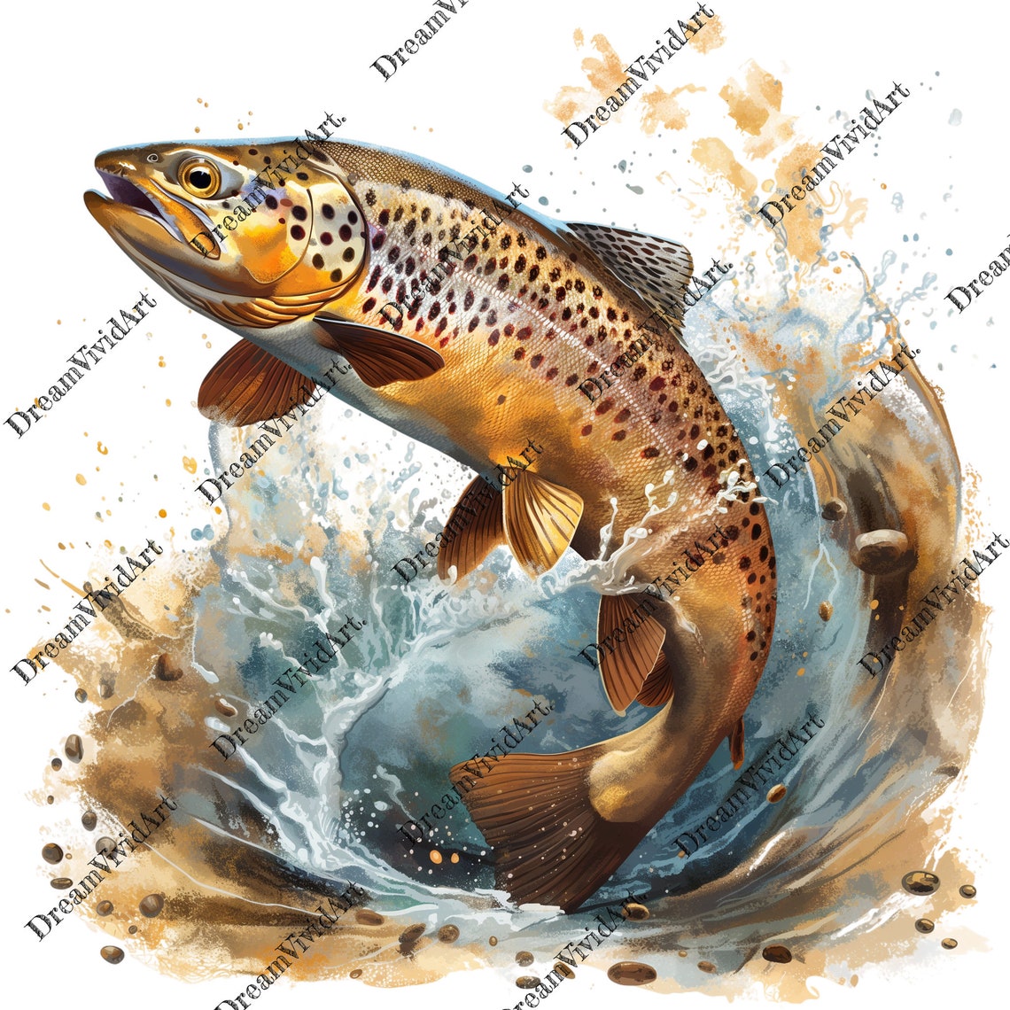 6 Trout Fish Clipart, Trout Fish Clipart PNG, Fishing, Digital Graphic ...