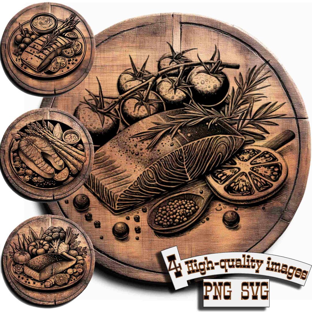 Bundle 4 Fish Plate, Vector for Design on Wood, T-shirts, Slate, Canvas ...