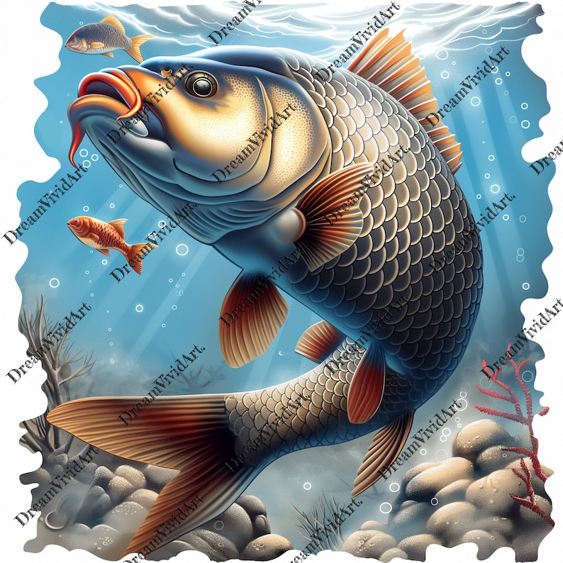 6 Carp Fish Clipart, Carp Clipart PNG, Fishing, Digital Graphic ...