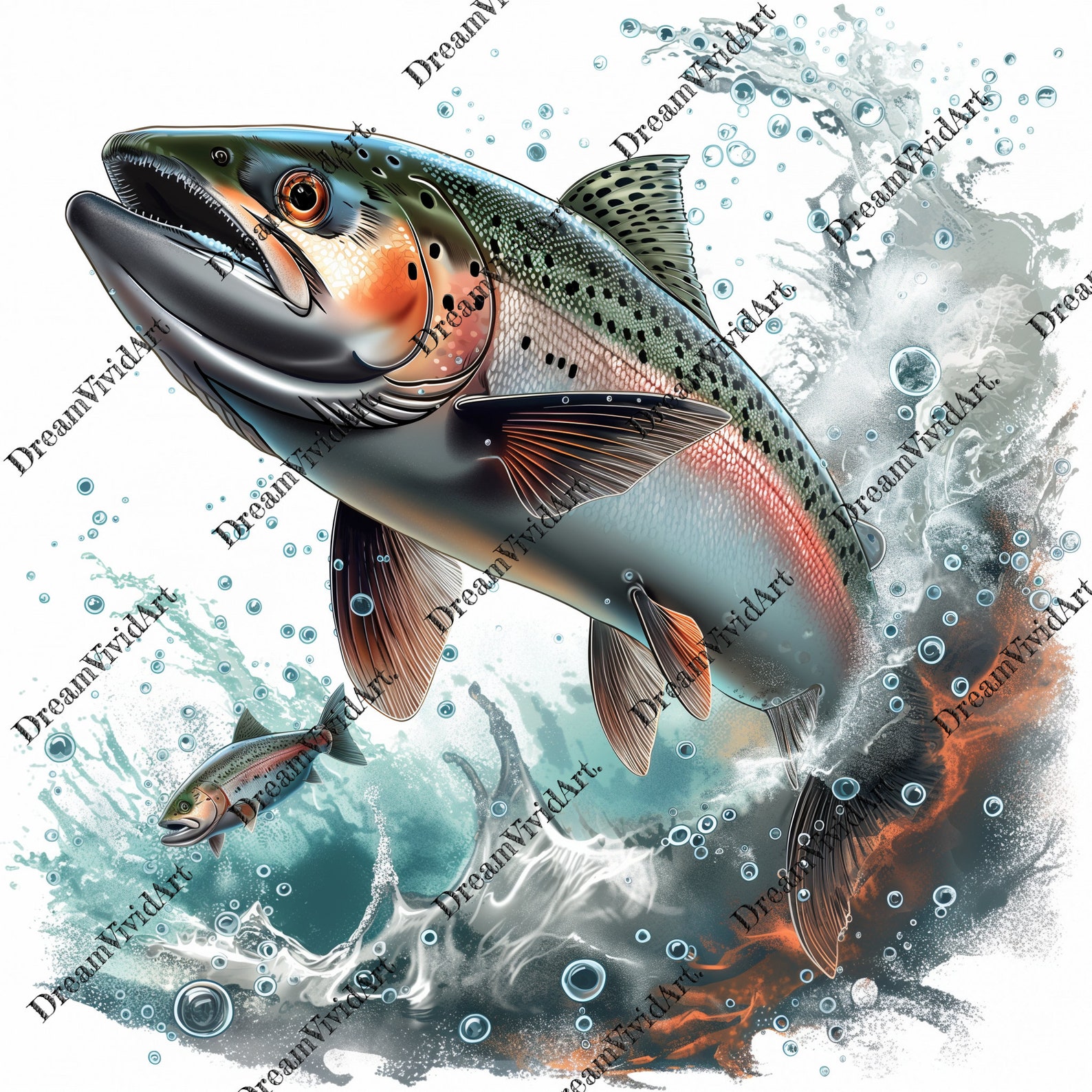 6 Salmon Clipart, Salmon PNG, Fishing, Digital Graphic, Instant ...