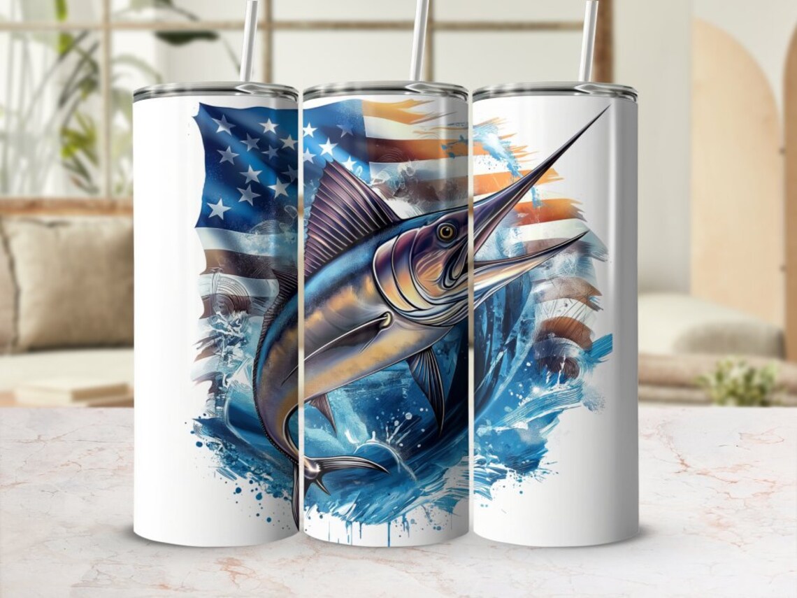 6 Marlin and Flag Clipart, Marlin Fish Clipart PNG, Fishing, Digital ...