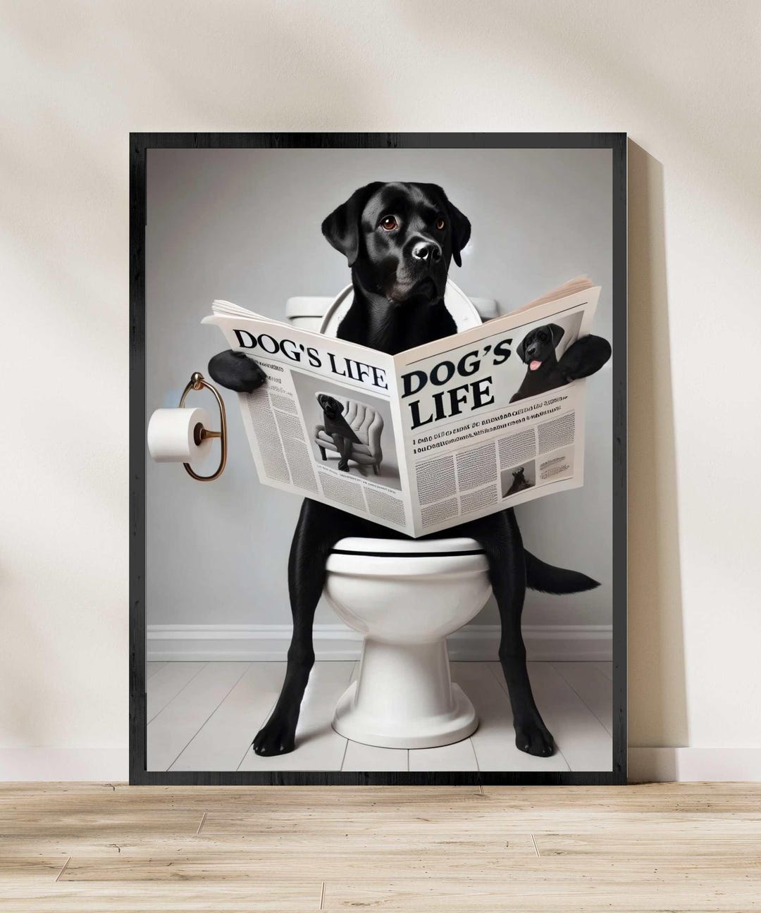Black Labrador Retriever Wall Art, Bathroom Decor, Black Labrador in ...