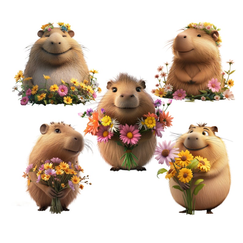 12 Happy Capybara Clipart, Cute Capybara PNG, Capybara Printable, Cute ...