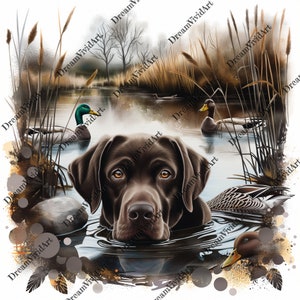 6 Labrador Hunting Dog Clipart: Black Retriever Digital Graphics for ...
