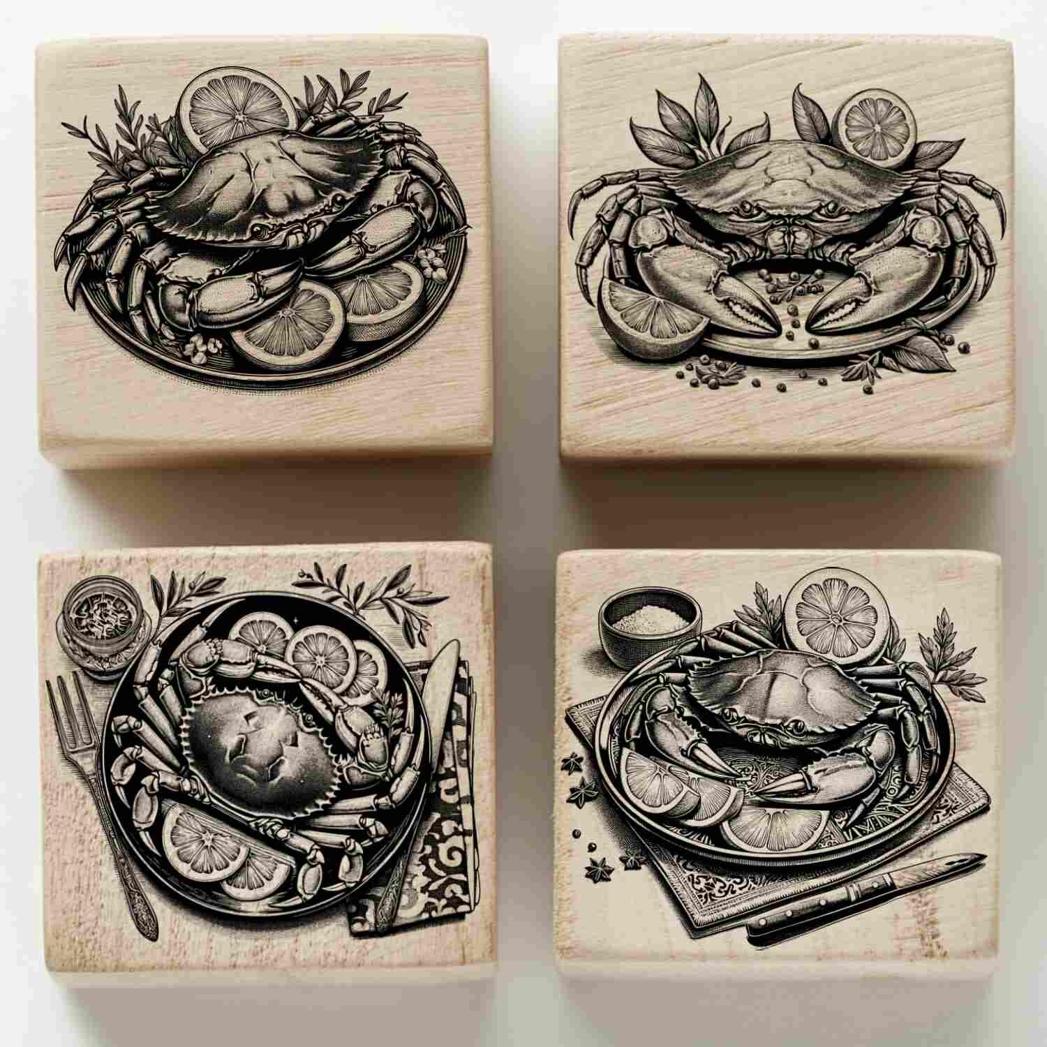 Bundle 4 Crabs Plate, Vector for Design on Wood, T-shirts, Slate ...