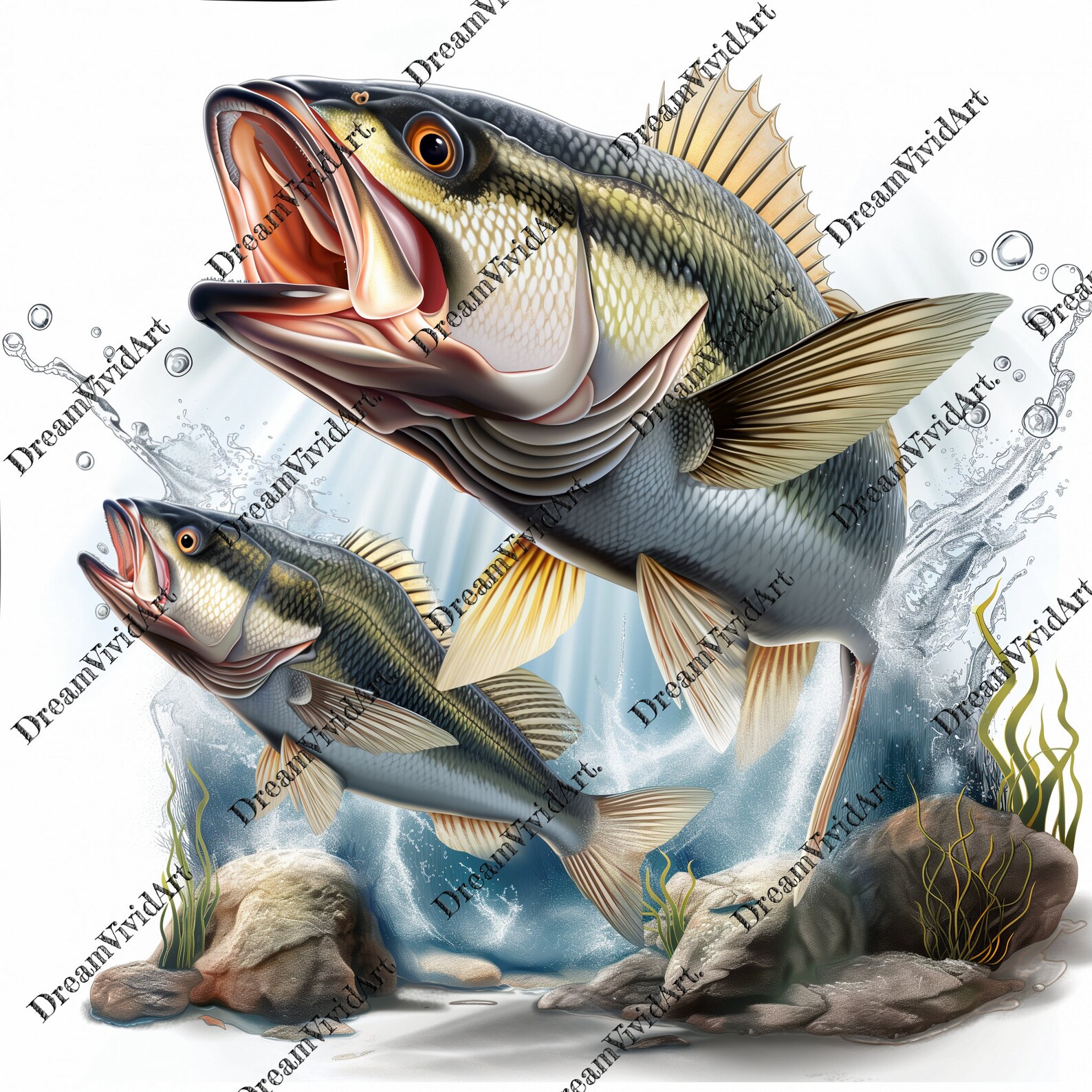 6 Perch Fish Clipart, Bass Fish Clipart PNG, Fishing, Digital Graphic ...