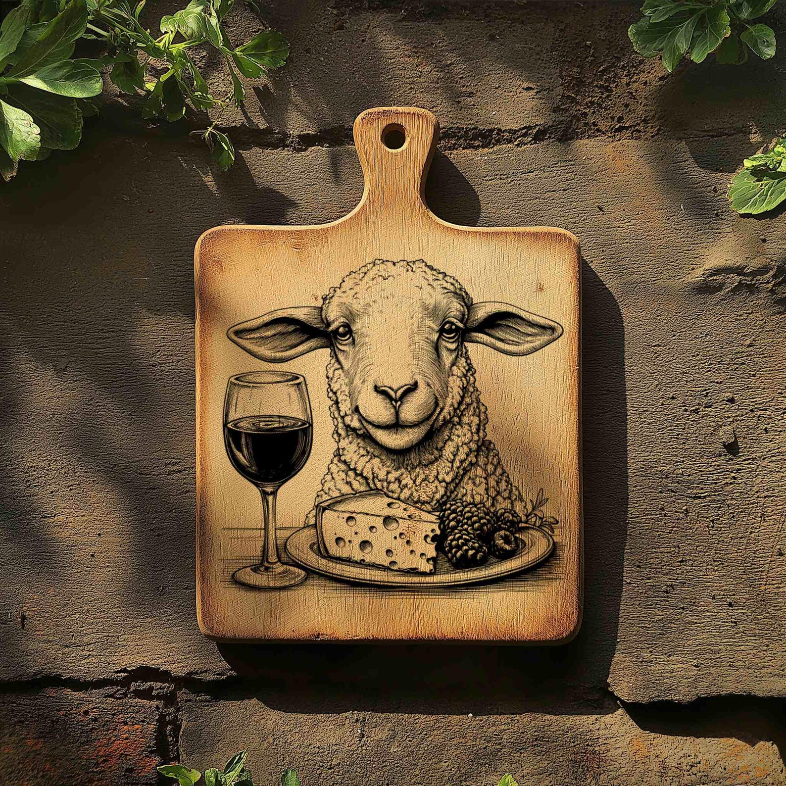 Bundle 4 Sheep Wine and Cheese Vector for Design on Wood, T-shirts ...