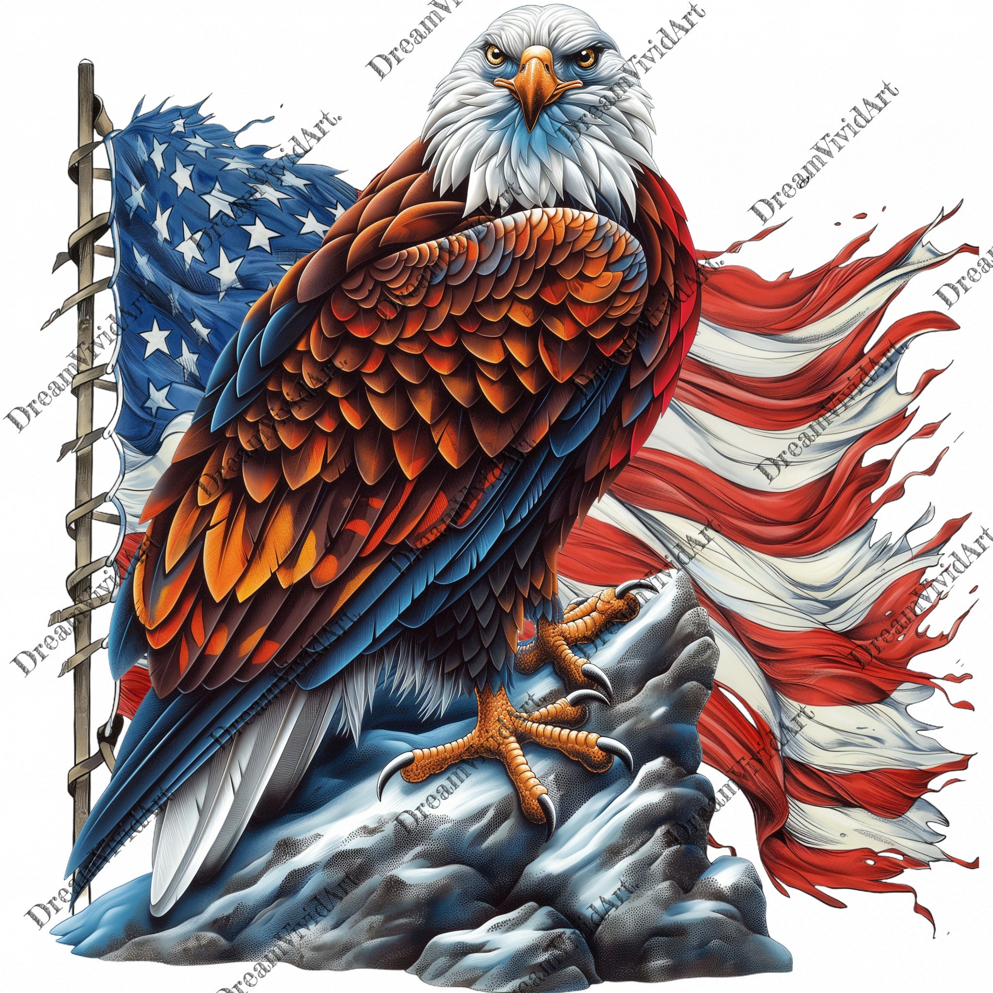6 Eagles and Flags, Patriotic Eagle Clipart PNG, Digital Graphic ...