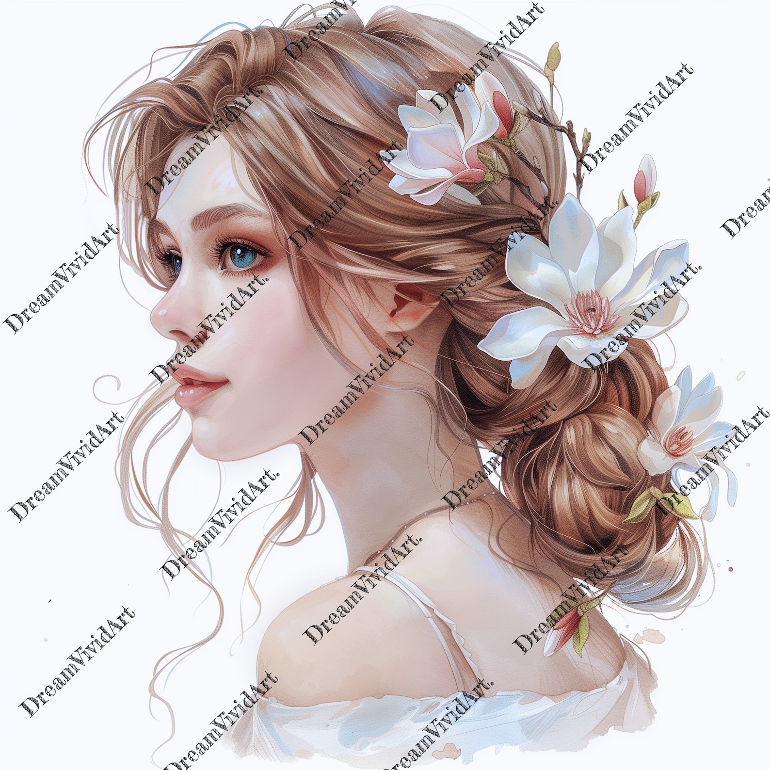 6 Magnolia Women Clipart, Watercolor Magnolia Women, High Quality PNG ...