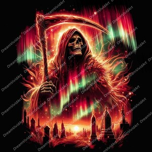 6 Grim Reaper in Aurora Borealis Clipart, Halloween Grim Reaper ...