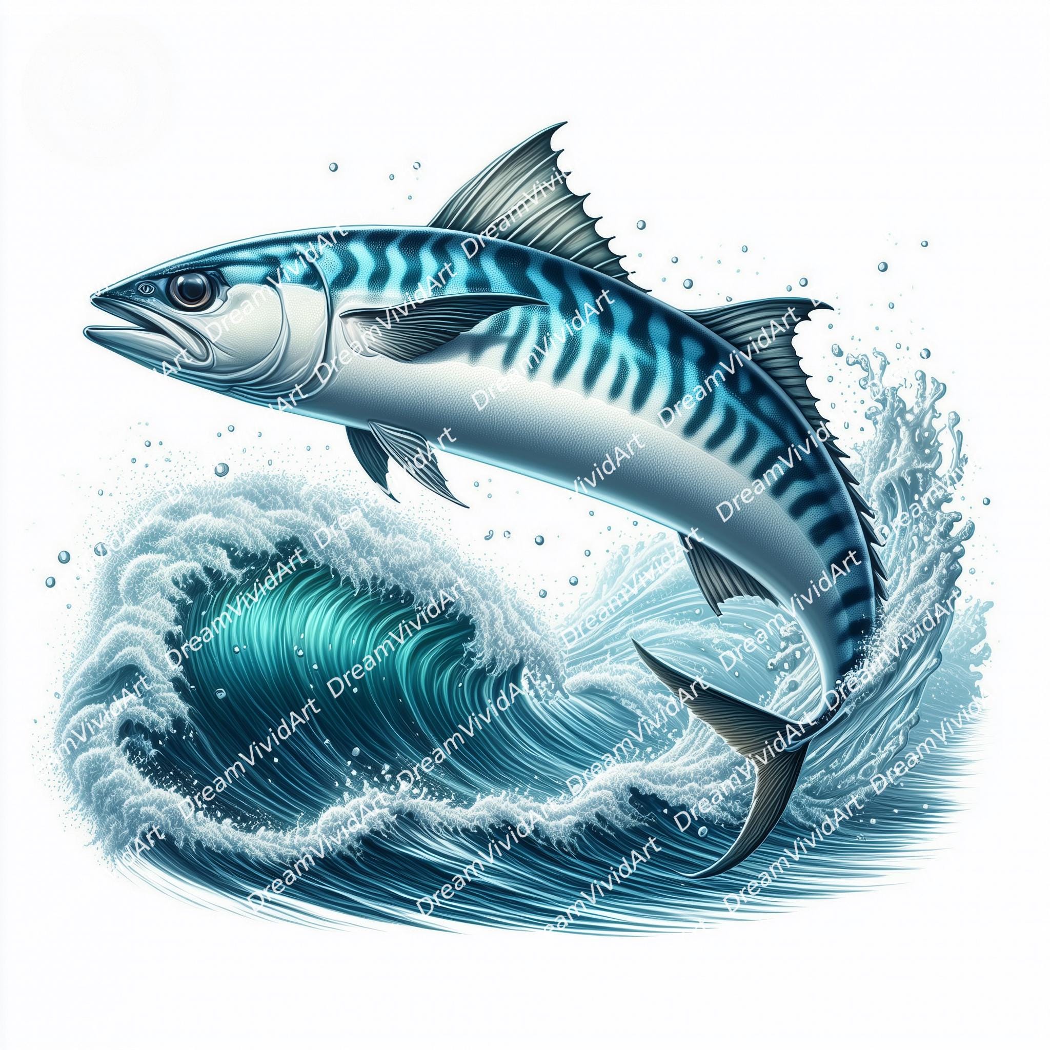 6 Mackerel Fish Clipart, Mackerel Clipart PNG, Fishing, Digital Graphic ...