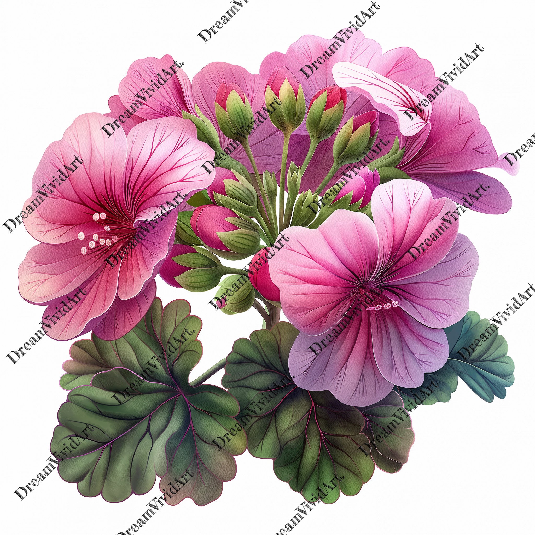 6 Geranium Flower Clipart, Geranium Watercolor Flower, High Quality PNG ...
