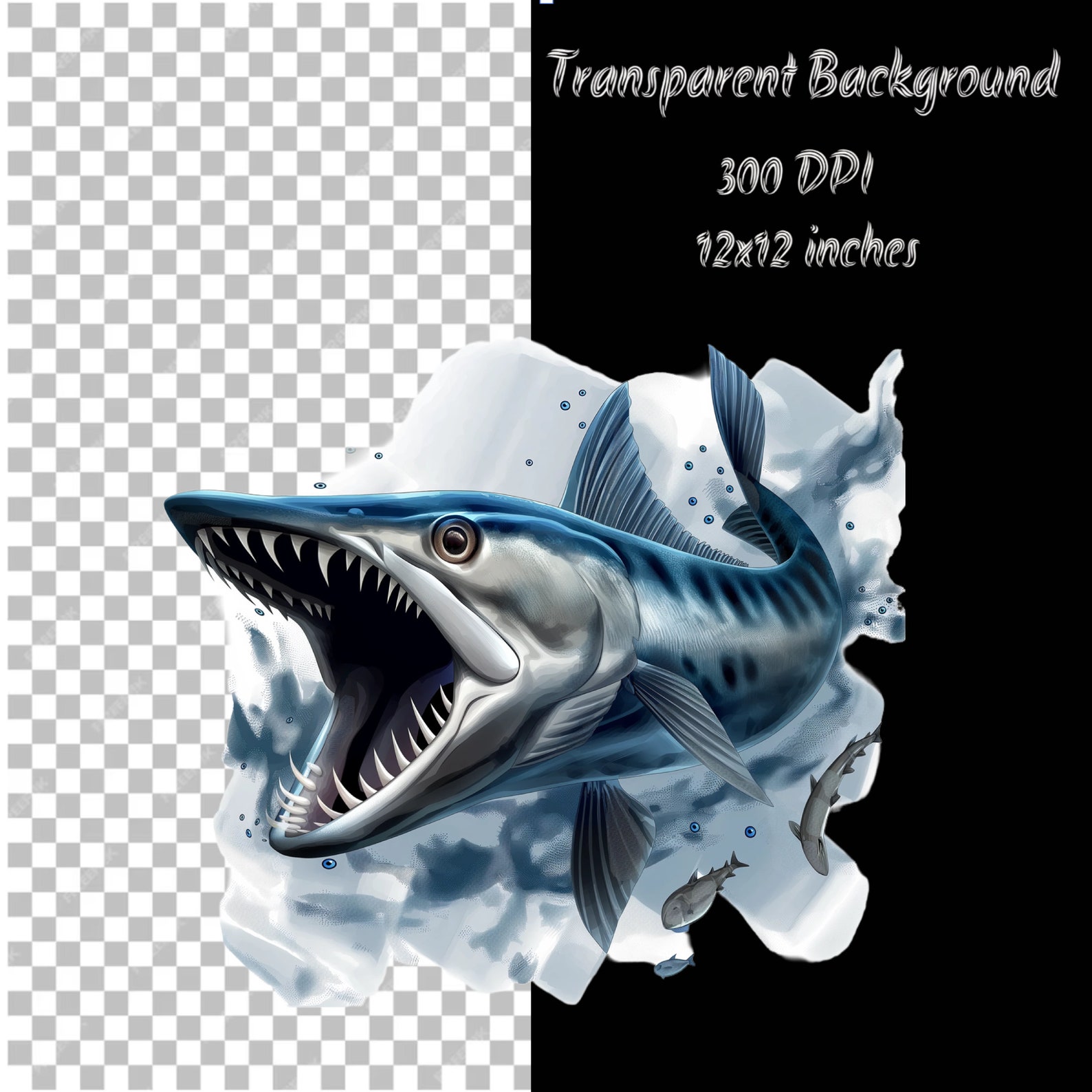6 Barracuda Fish Clipart, Barracuda Clipart PNG, Fishing, Digital ...