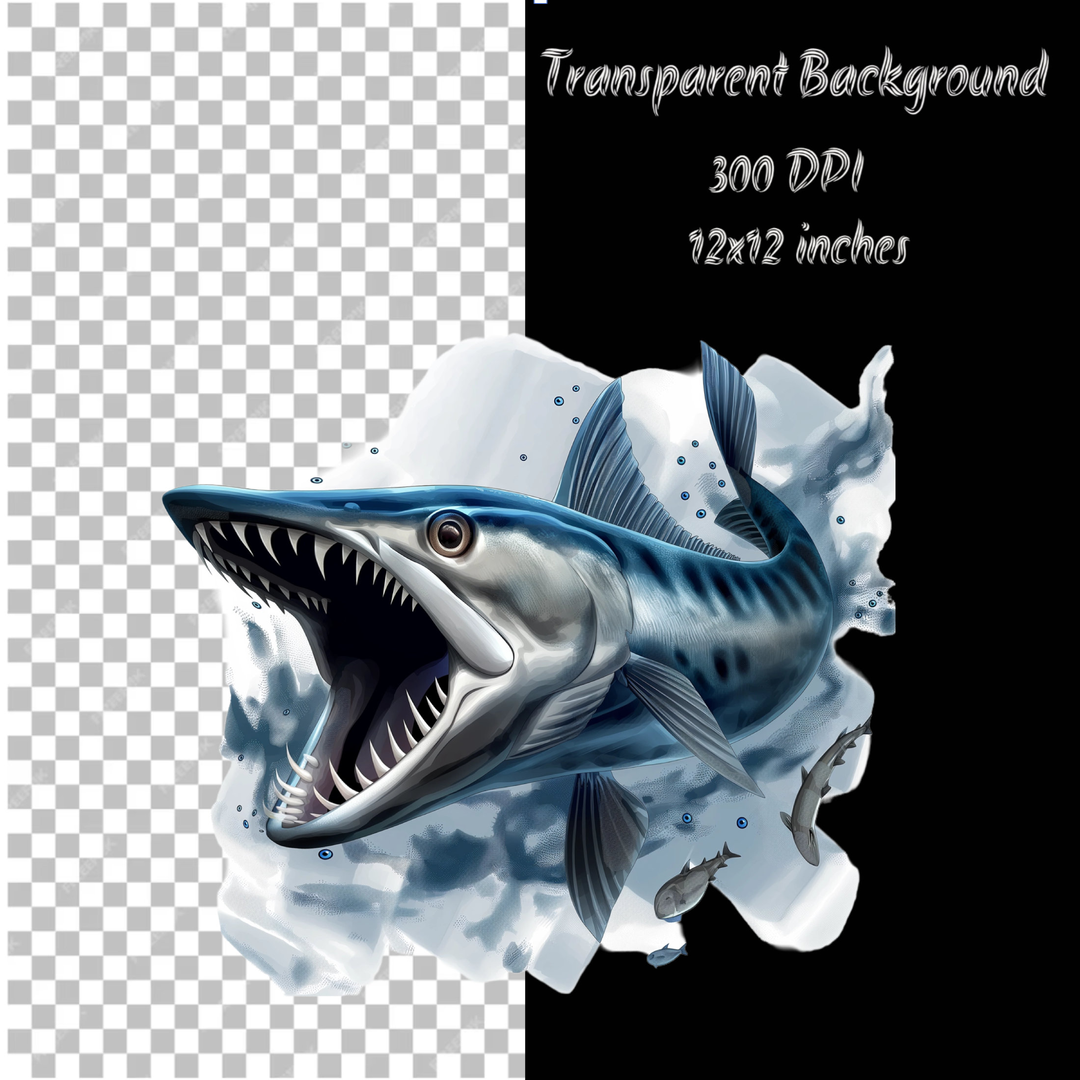 6 Barracuda Fish Clipart, Barracuda Clipart PNG, Fishing, Digital ...