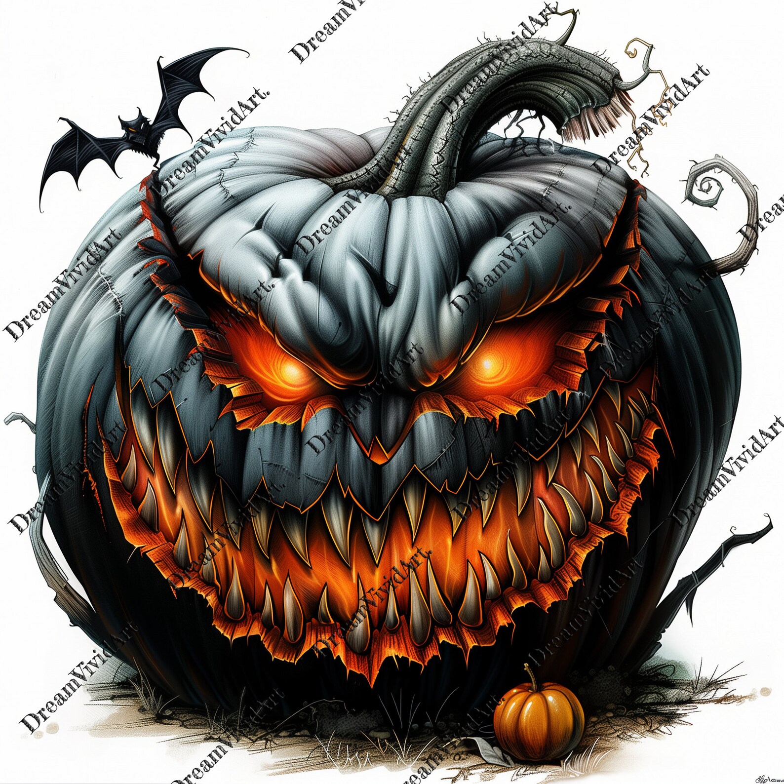 6 Halloween Pumpkins Clipart, Halloween Pumpkins Clipart, Whimsical ...