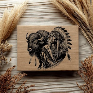 Bundle 4 Native American and Buffalo Vector for Design on Wood, T ...