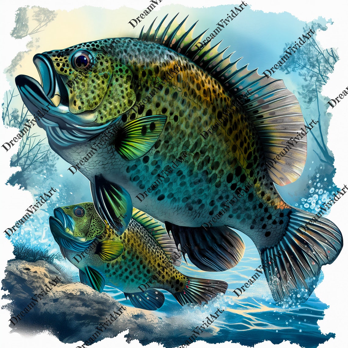 6 Crappie Fish Clipart Bundle: Digital PNG Graphics for Fishing ...