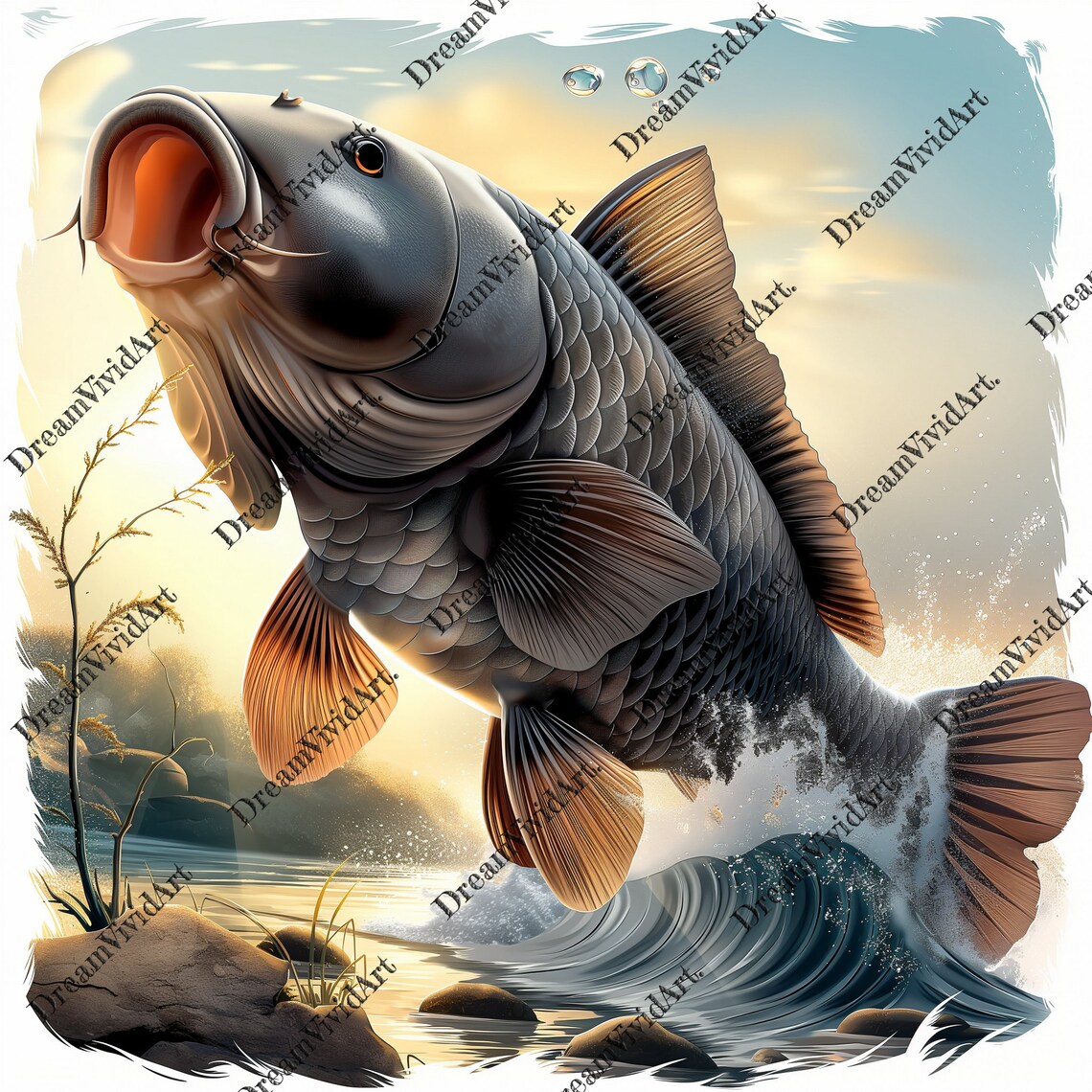 6 Carp Fish Clipart, Carp Clipart PNG, Fishing, Digital Graphic ...