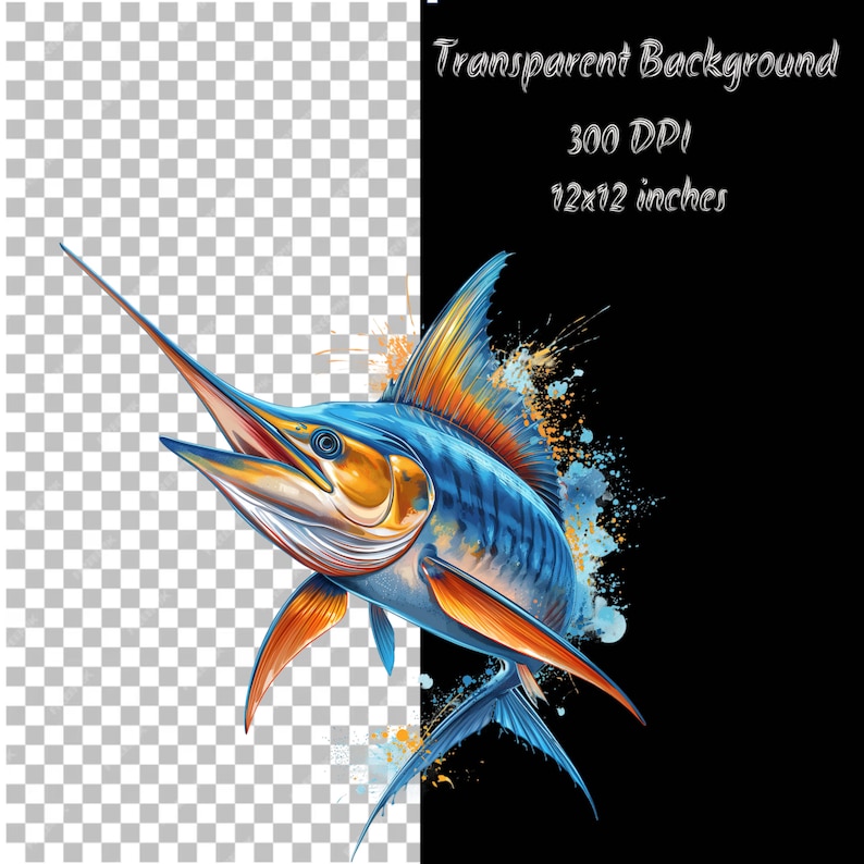 6 Marlin Fish Clipart, Marlin Fish Clipart PNG, Fishing, Digital ...