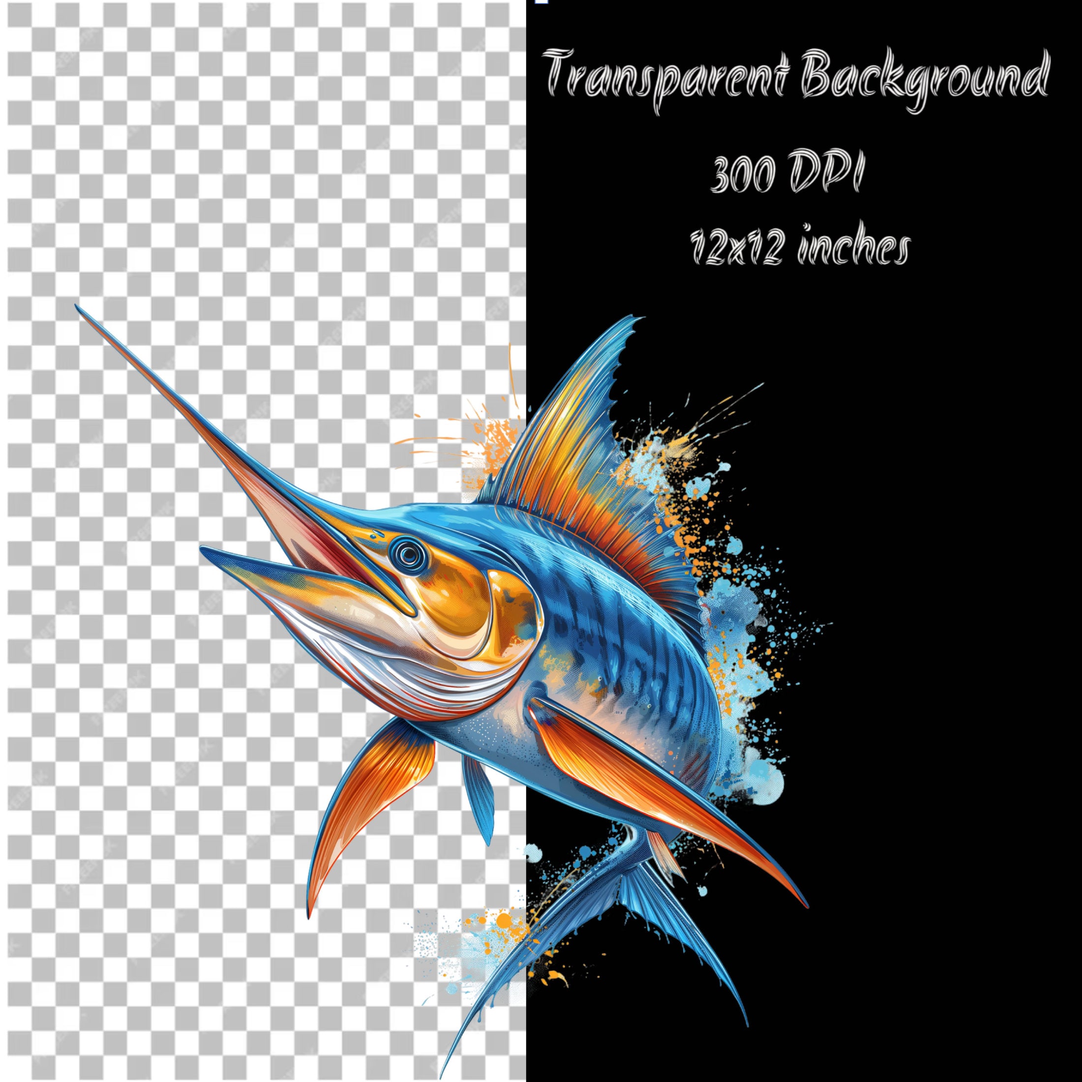 6 Marlin Fish Clipart, Marlin Fish Clipart PNG, Fishing, Digital ...