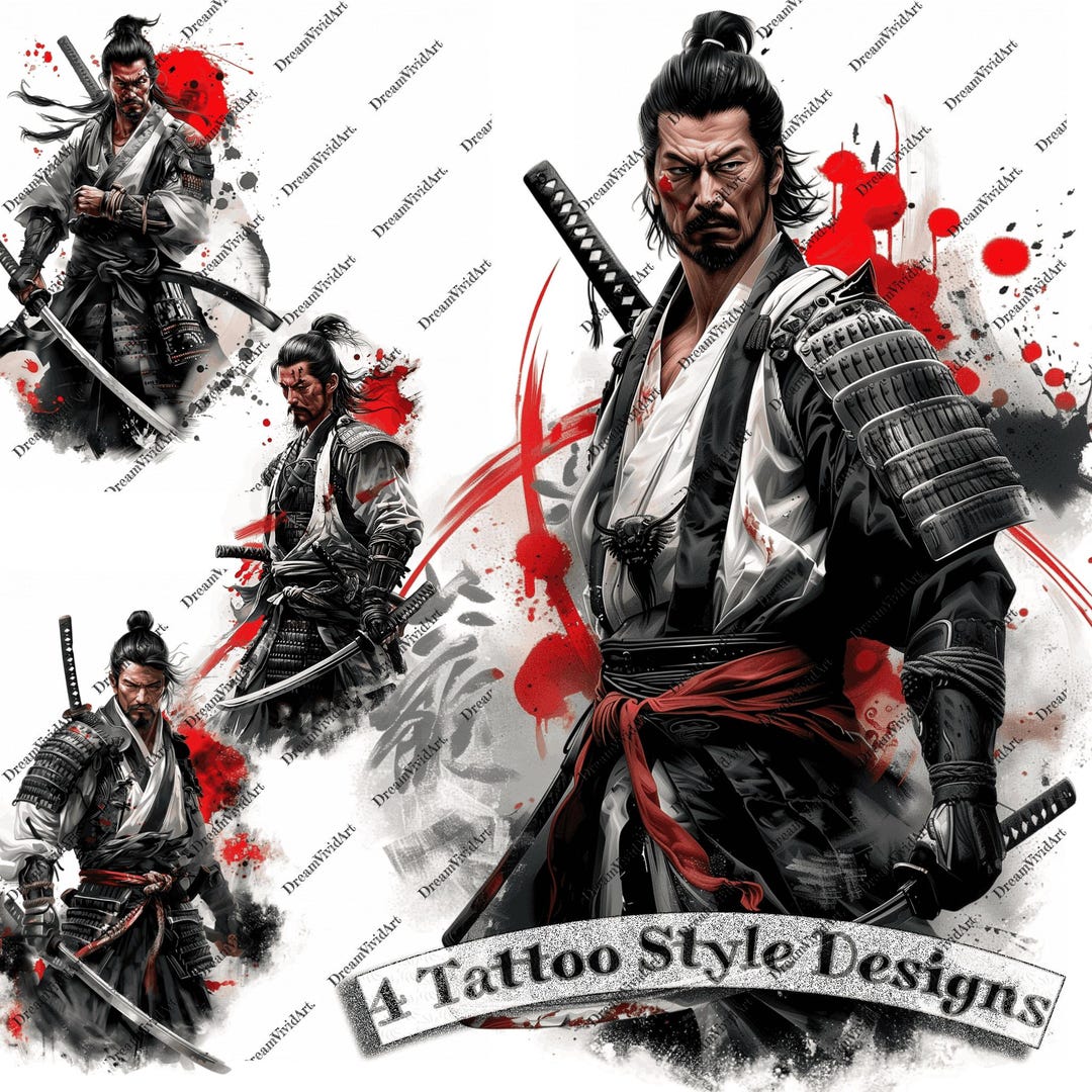 Samurai Tattoo Design, Digital Clipart, Samurai Clip Art, Tattoo ...