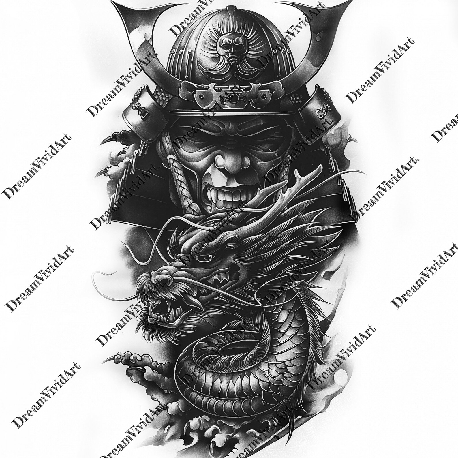 Samurai Tattoo Design, Digital Clipart, Samurai Clip Art, Tattoo ...