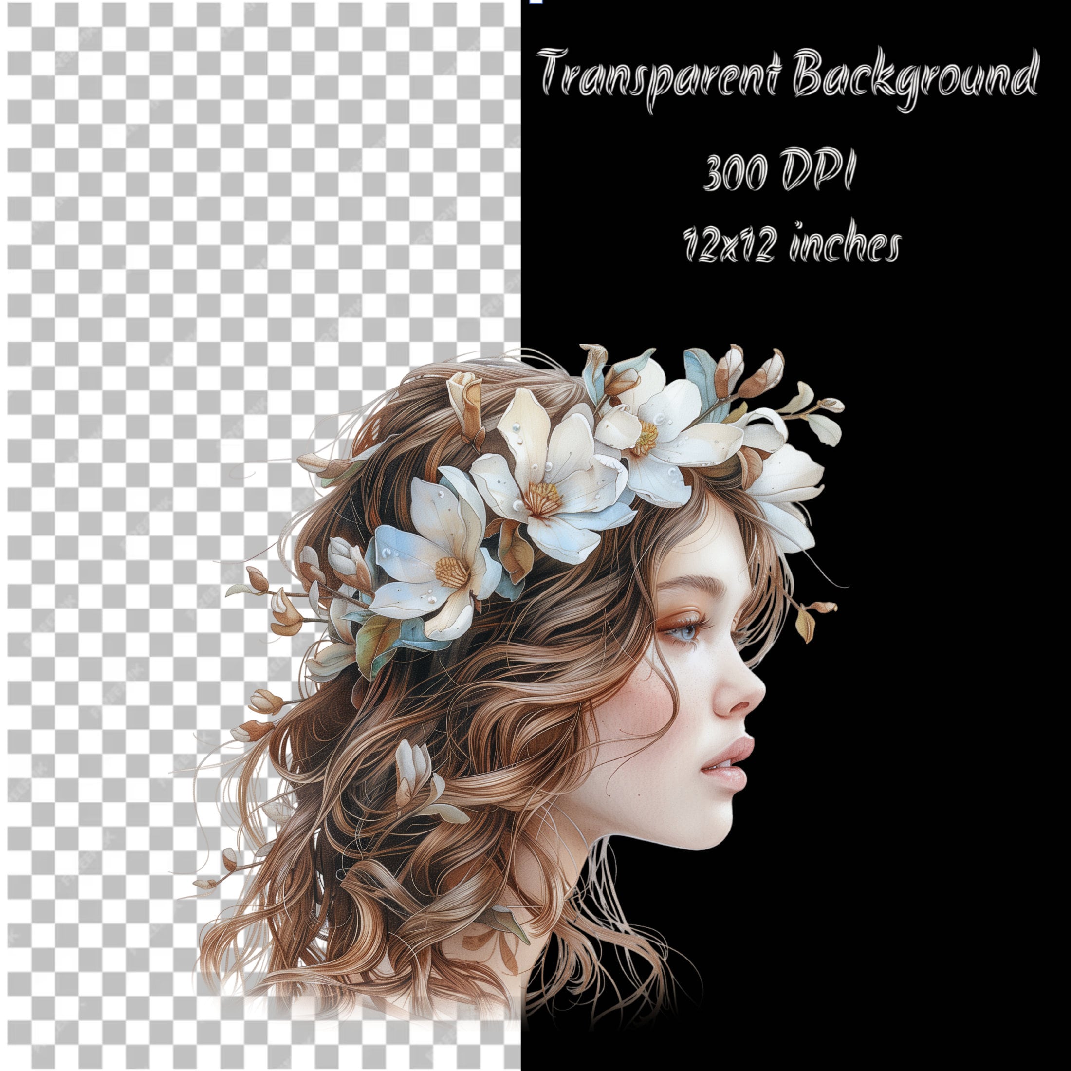 6 Magnolia Women Clipart, Watercolor Magnolia Women, High Quality PNG ...