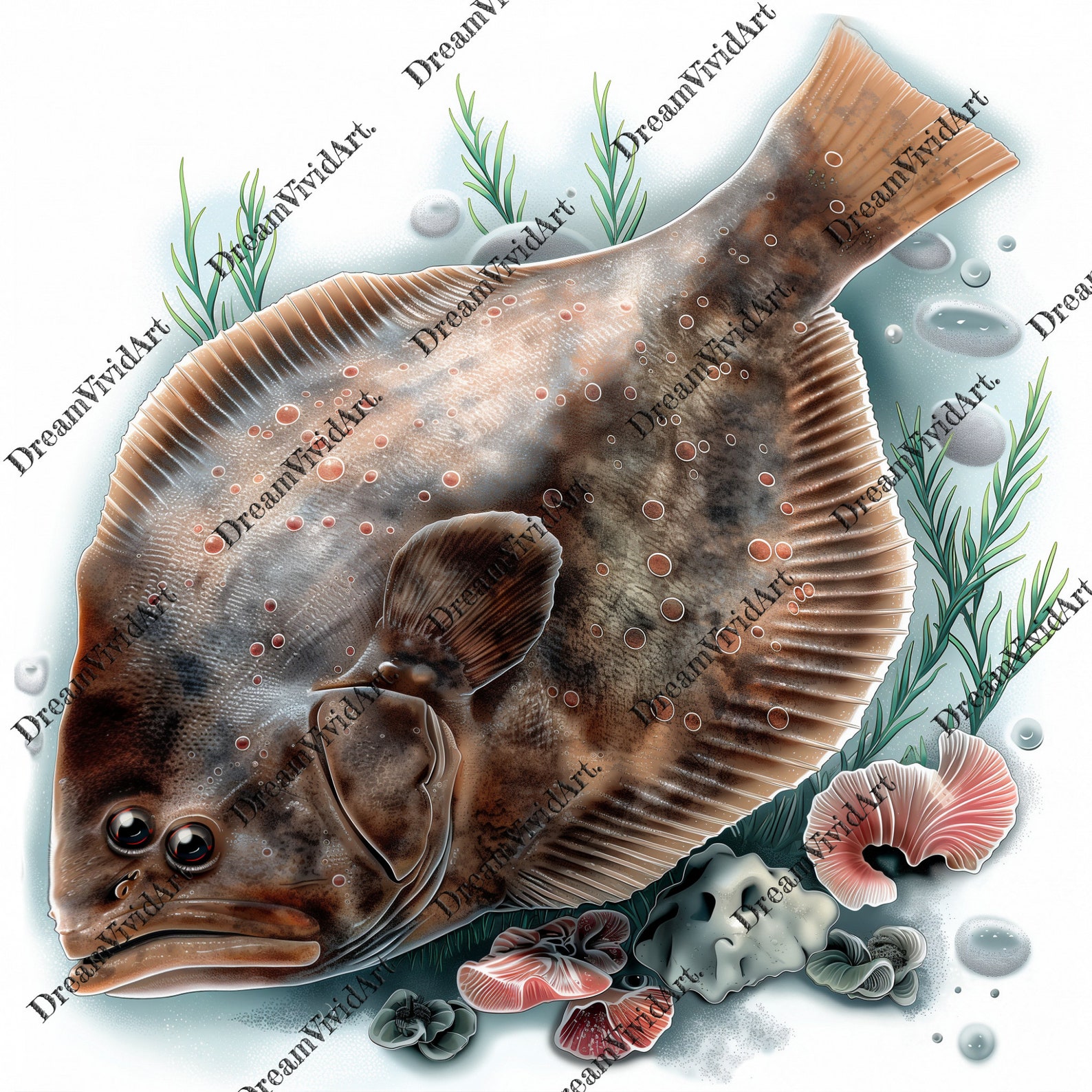 6 Flounder Fish Clipart, Flounder Clipart PNG, Fishing, Digital Graphic ...