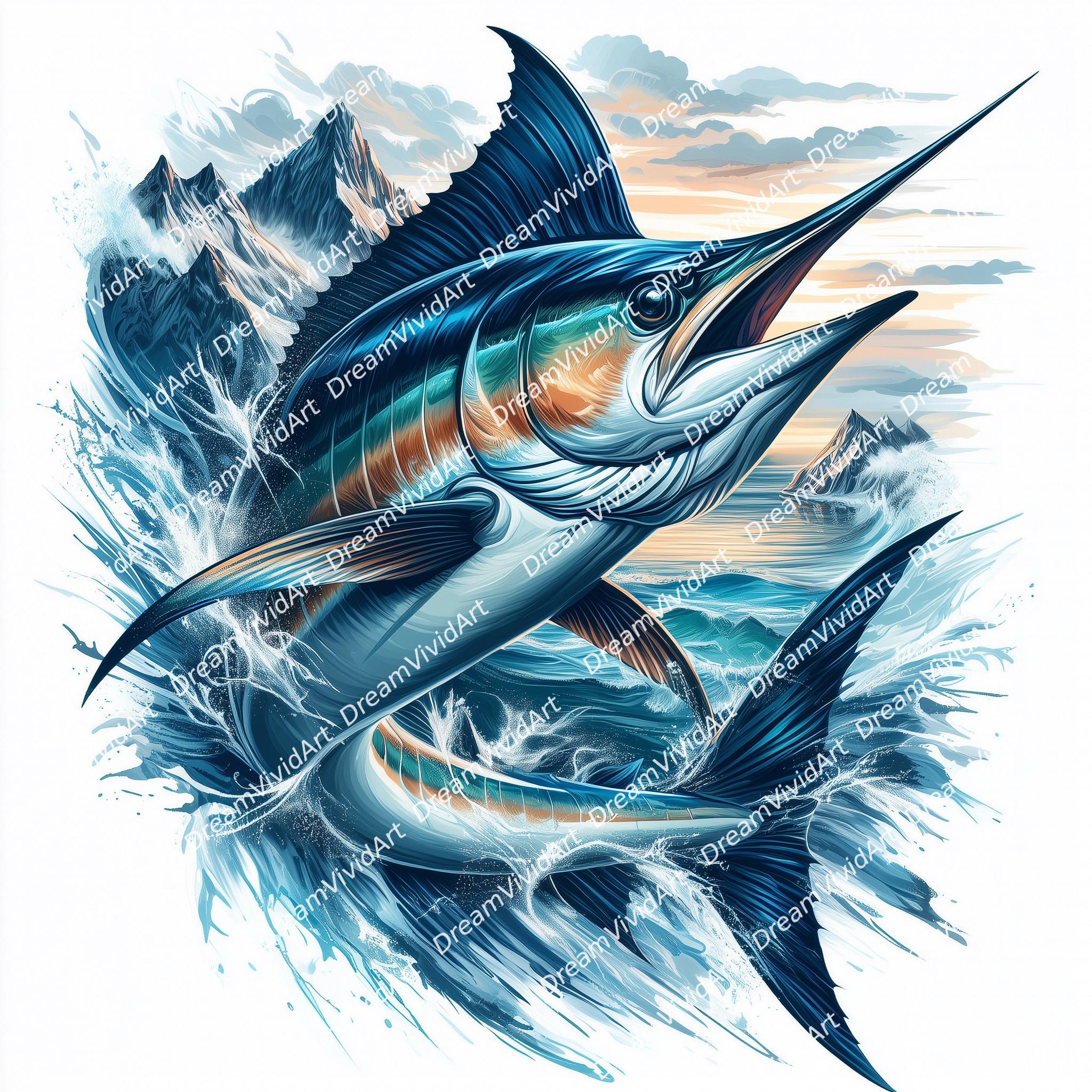 6 Marlin Fish Clipart, Marlin Fish Clipart PNG, Fishing, Digital ...