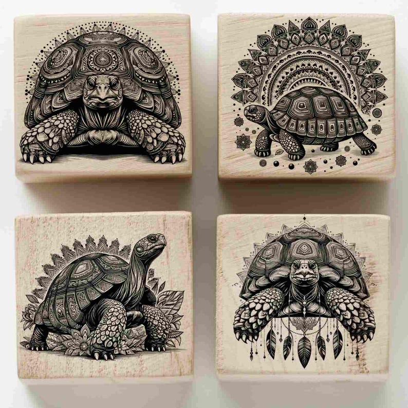 Bundle 4 Tortoise Boho, Vector for Design on Wood, T-shirts, Slate ...