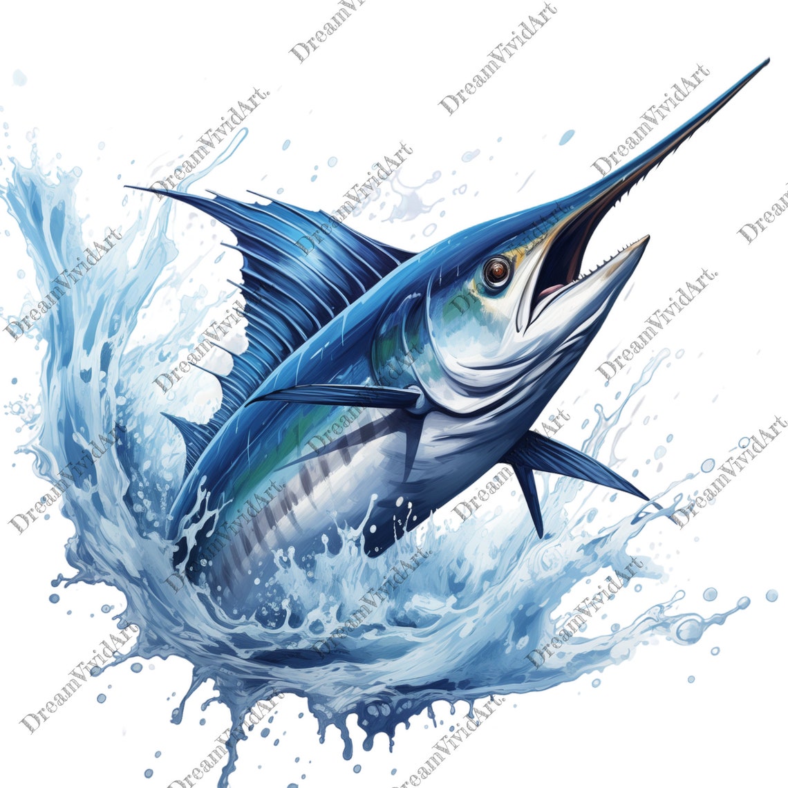 6 Marlin Fish Clipart, Marlin Fish Clipart PNG, Fishing, Digital ...