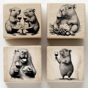Bundle 4 Capybara Wine and Cheese, Vector for Design on Wood, T-shirts ...