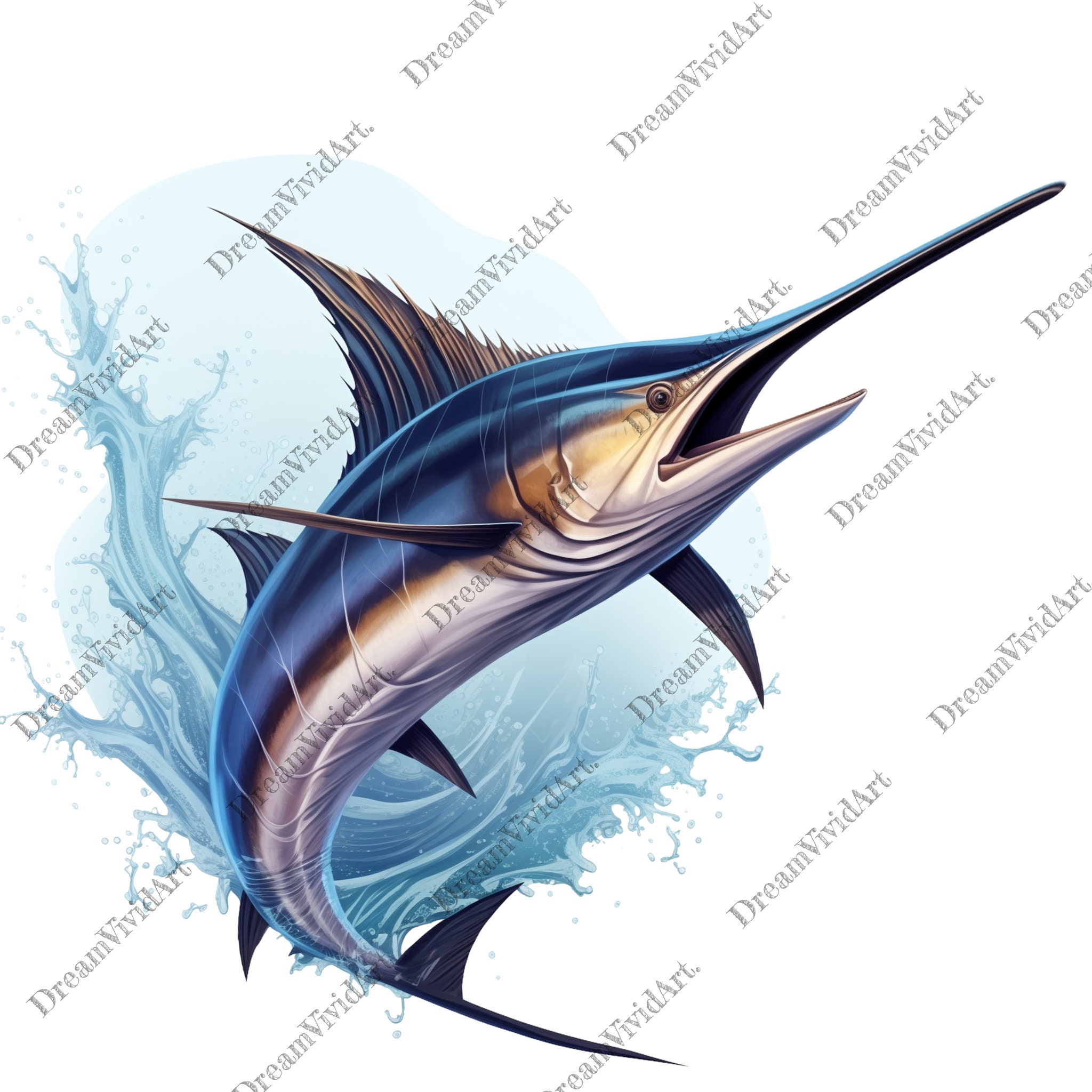 6 Marlin Fish Clipart, Marlin Fish Clipart PNG, Fishing, Digital ...
