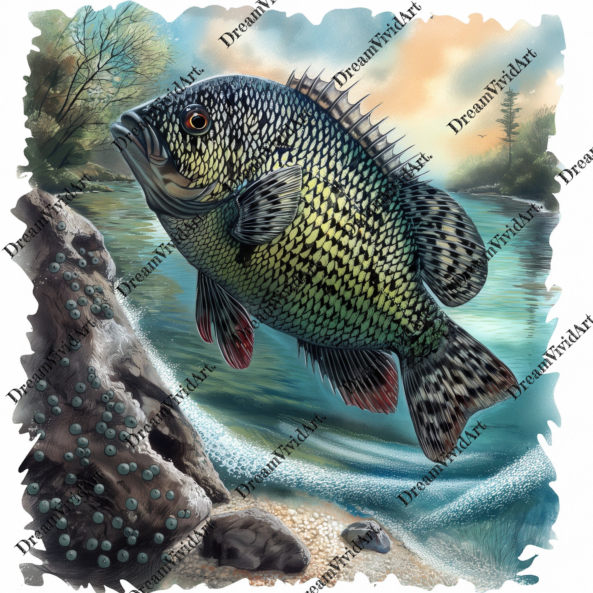 6 Crappie Fish Clipart Bundle: Digital PNG Graphics for Fishing ...