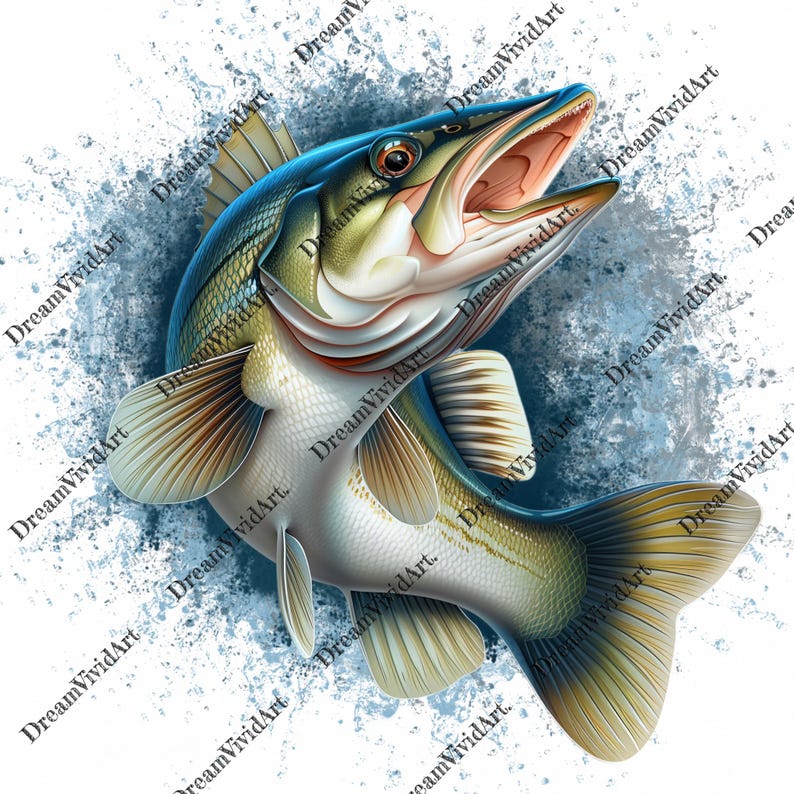 6 Zander Fish Digital Clipart: Instant Download PNG for Fishing ...