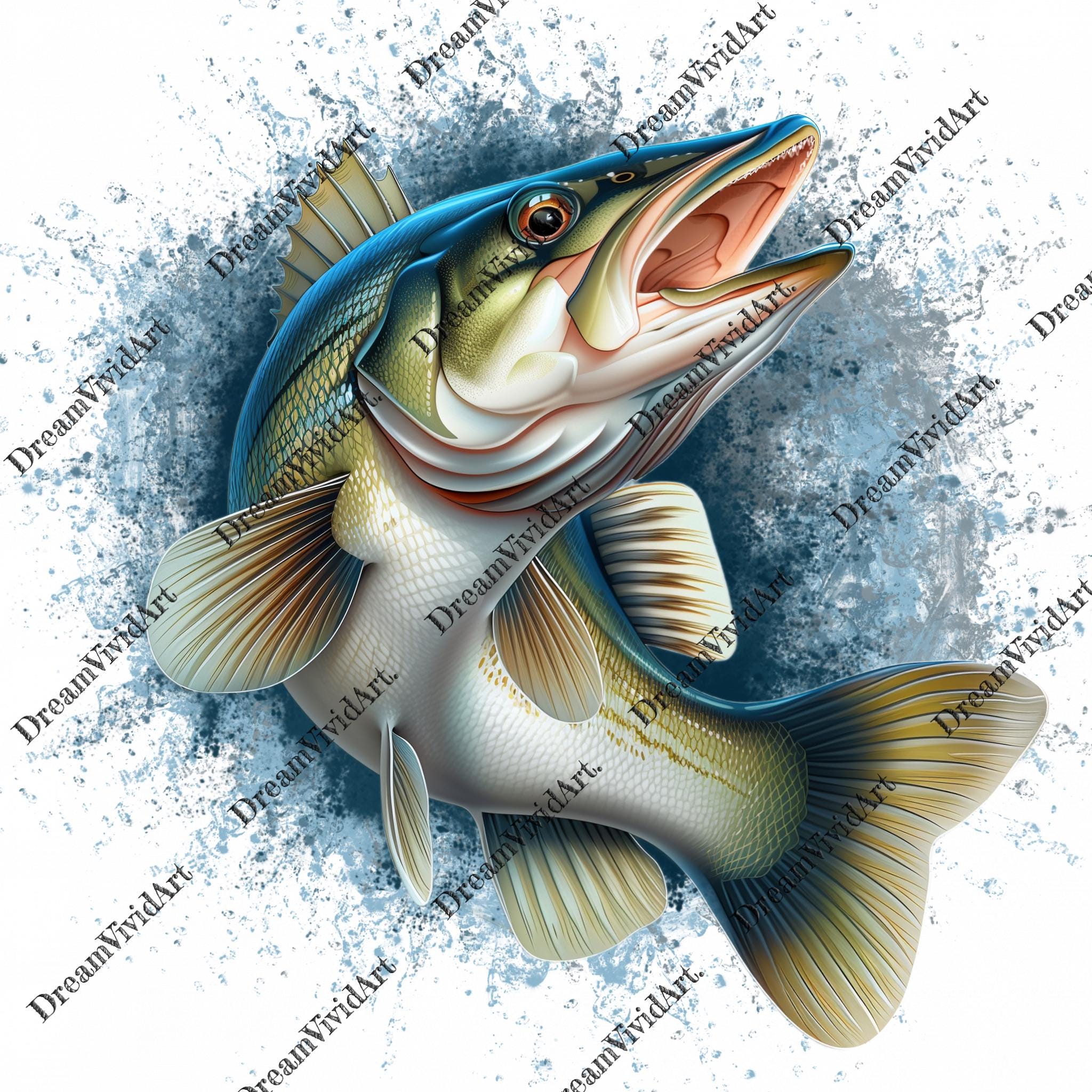 6 Zander Fish Digital Clipart: Instant Download PNG for Fishing ...