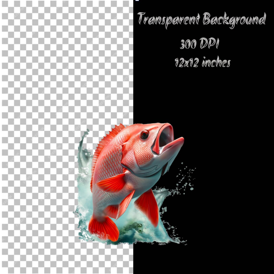 6 Red Snapper Clipart PNG: Fishing Digital Graphics for Instant ...