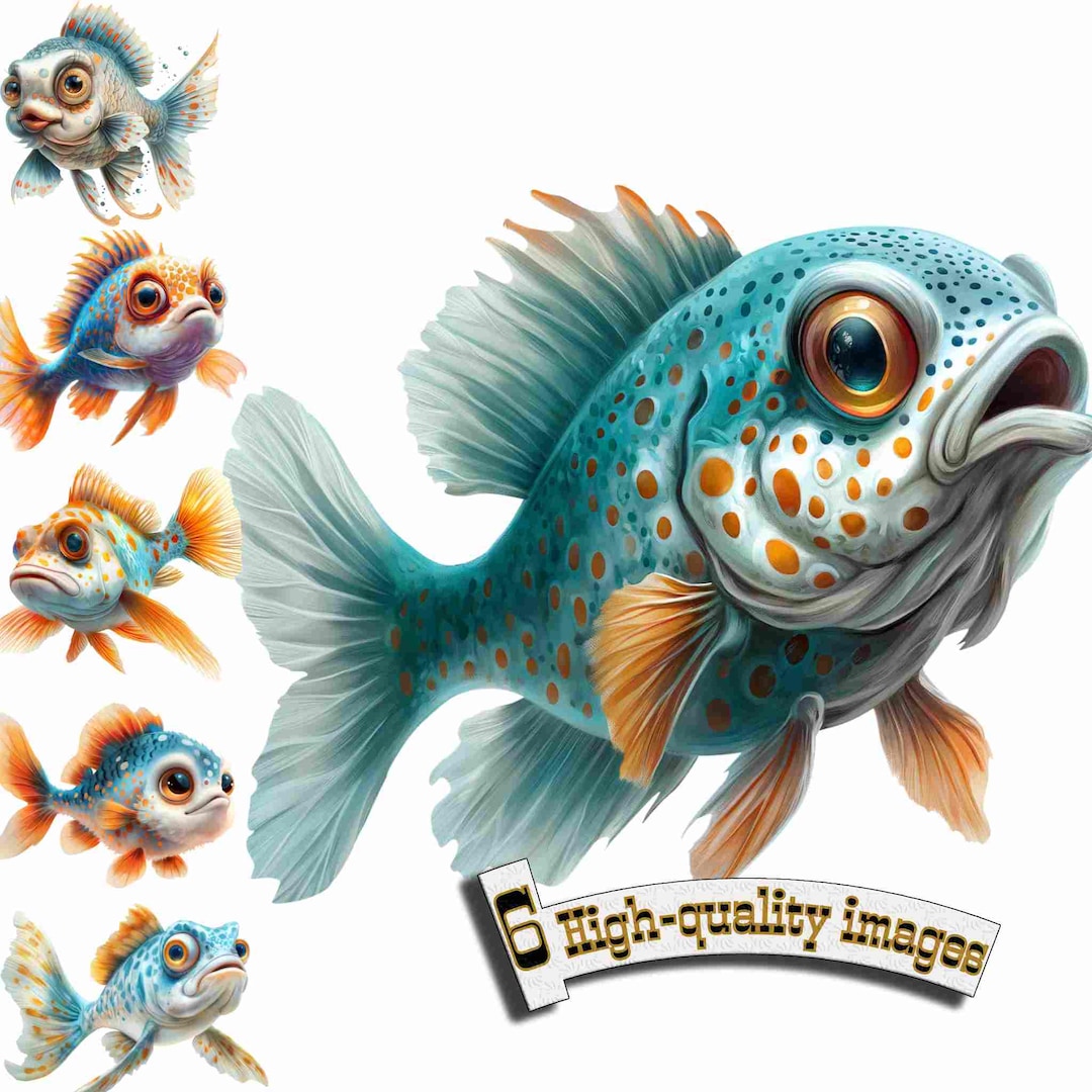 6 Fancy Fish Clipart, Fancy Fish PNG, Digital Graphic, Instant Download ...