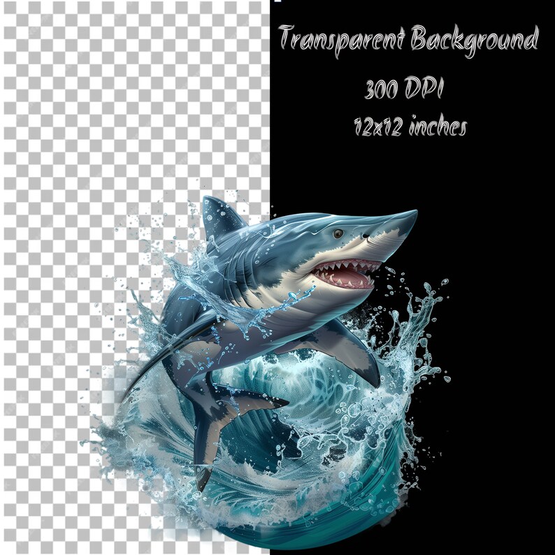 6 Shark Clipart, Shark PNG, Shark in Water, Sublimation Shark Printable ...