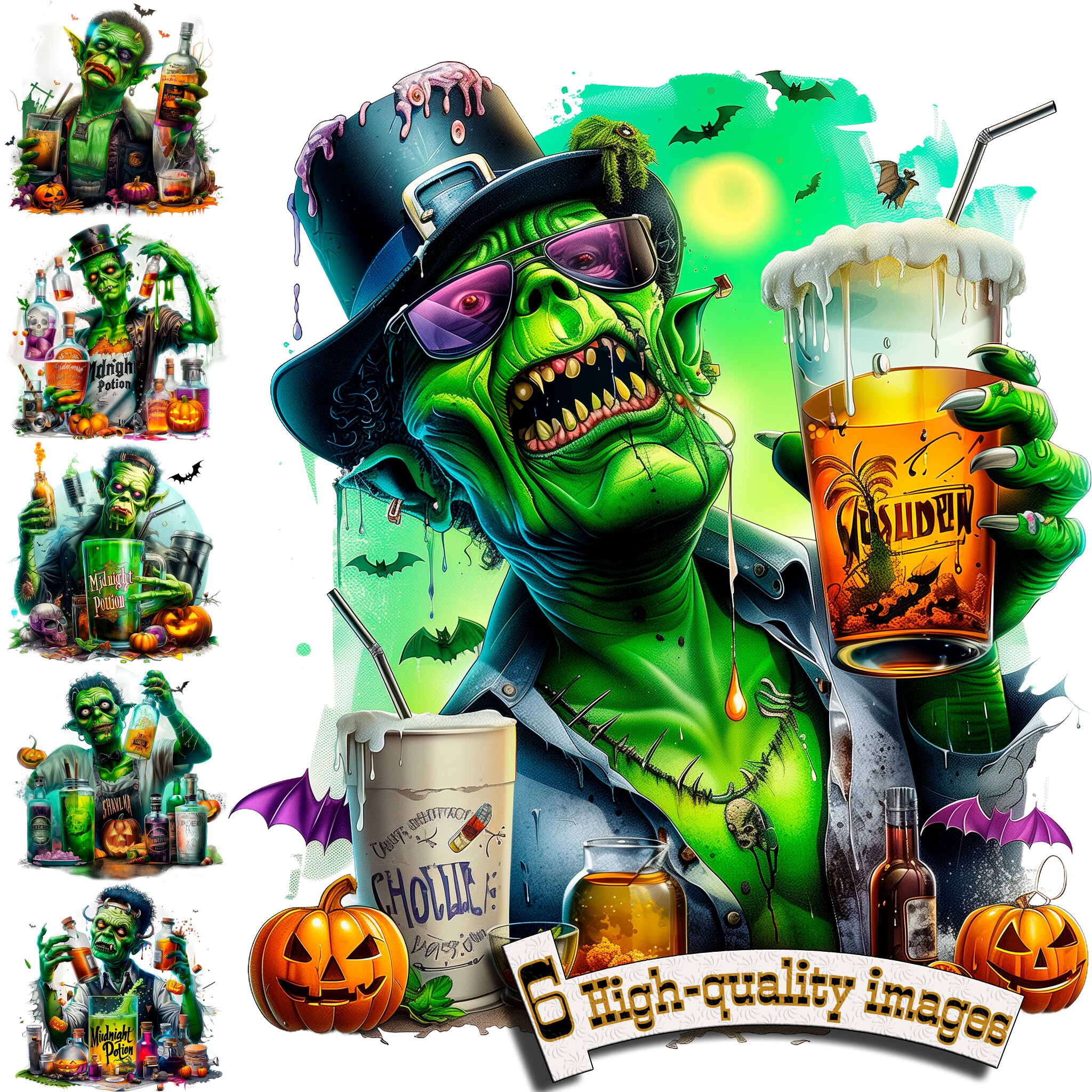 6 Halloween Party Clipart, Halloween Zombie Digital, Halloween Zombie T ...