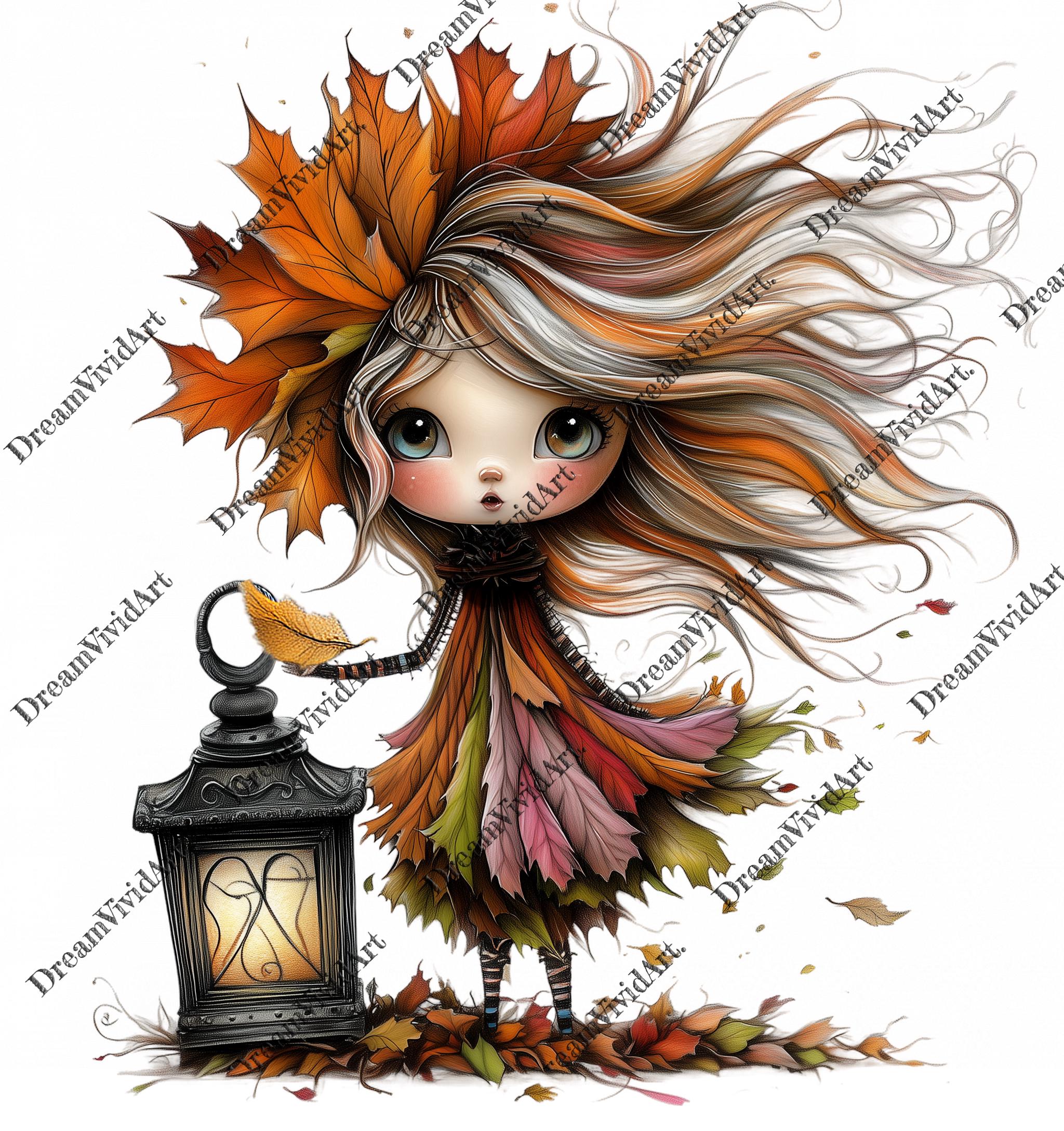 6 Fall Girl Clipart, Autumn Clipart, Whimsical Fall Girl Clip Art ...