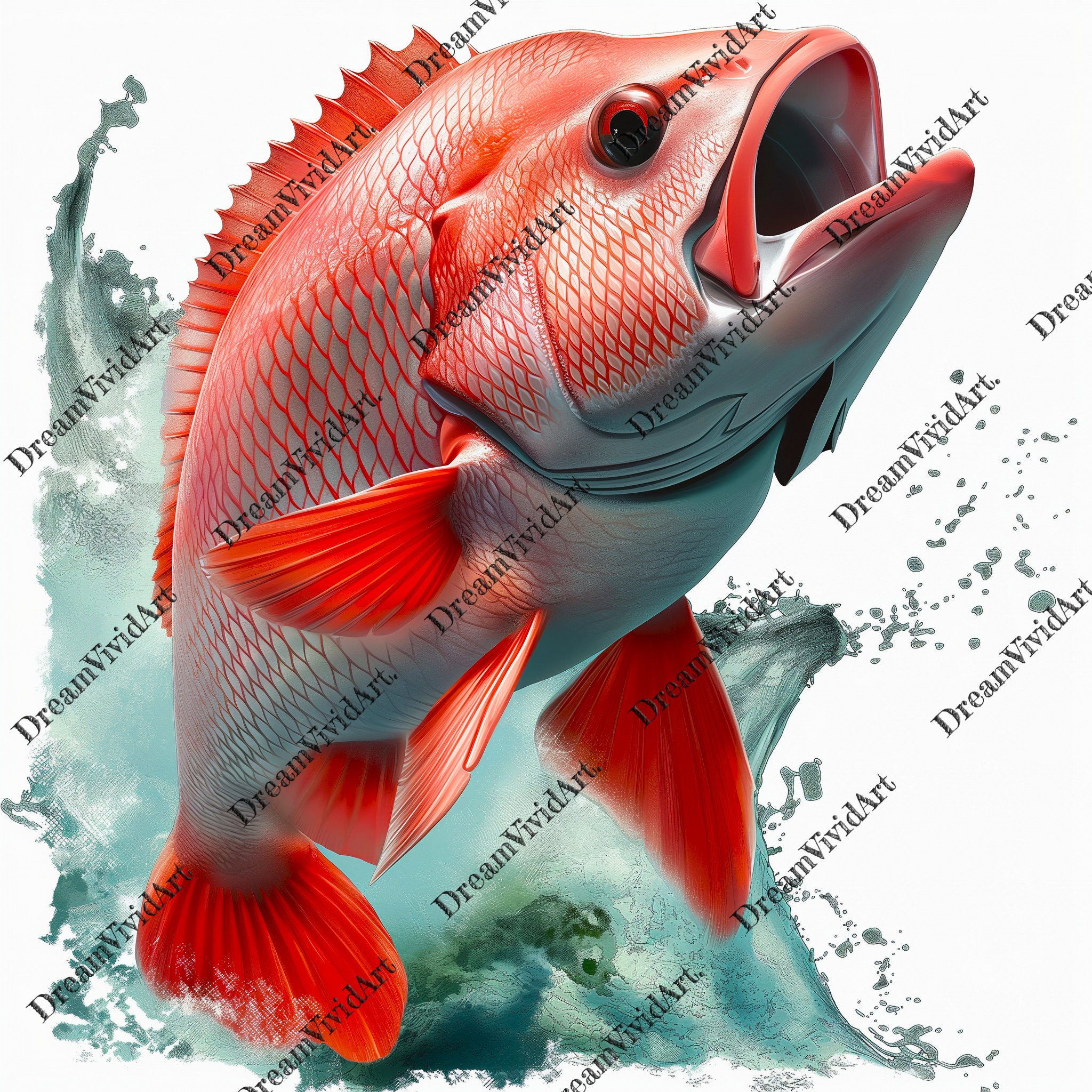 6 Red Snapper Clipart PNG: Fishing Digital Graphics for Instant Download, Printables ...